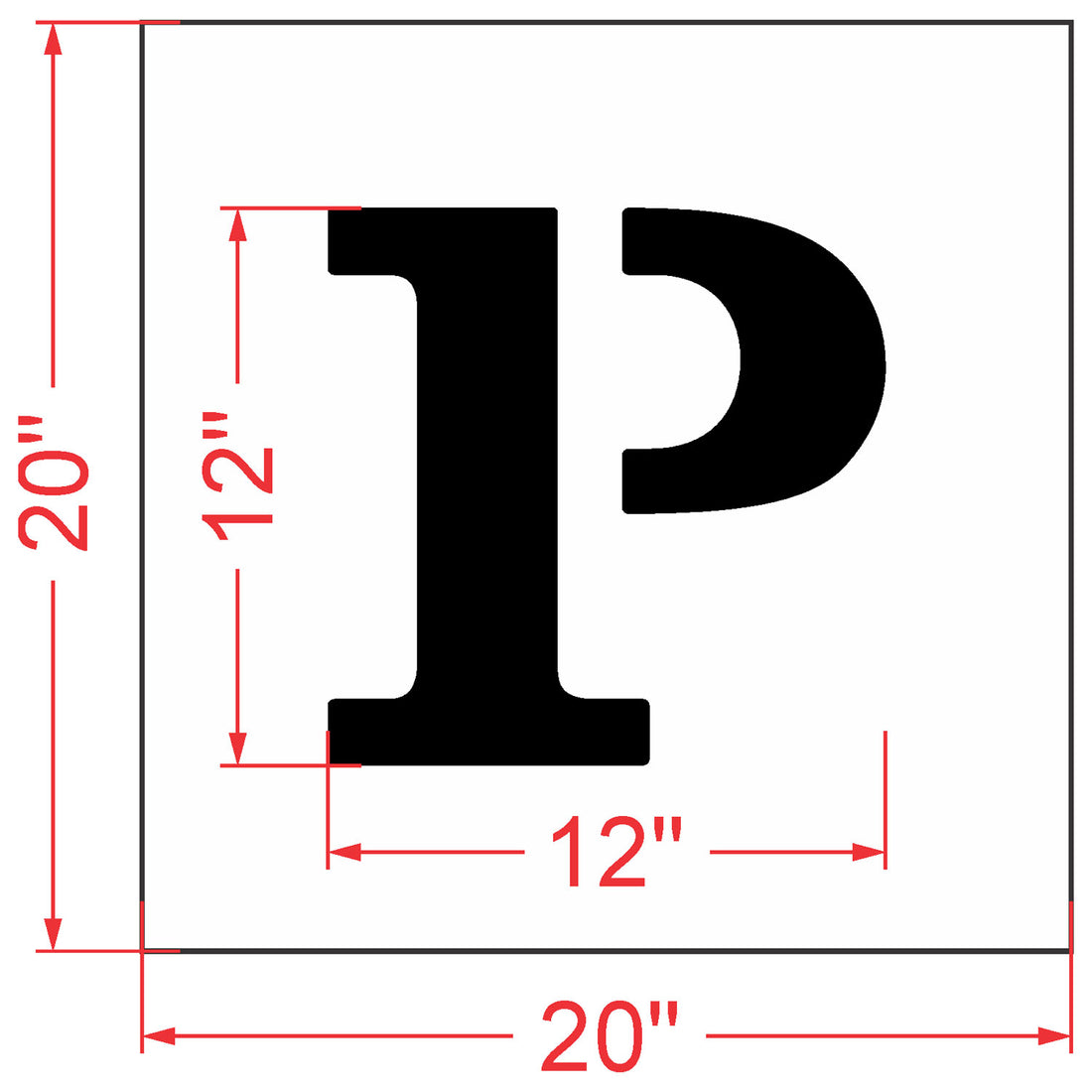 12" Parking Letter P Stencil - 1-800-Stencil