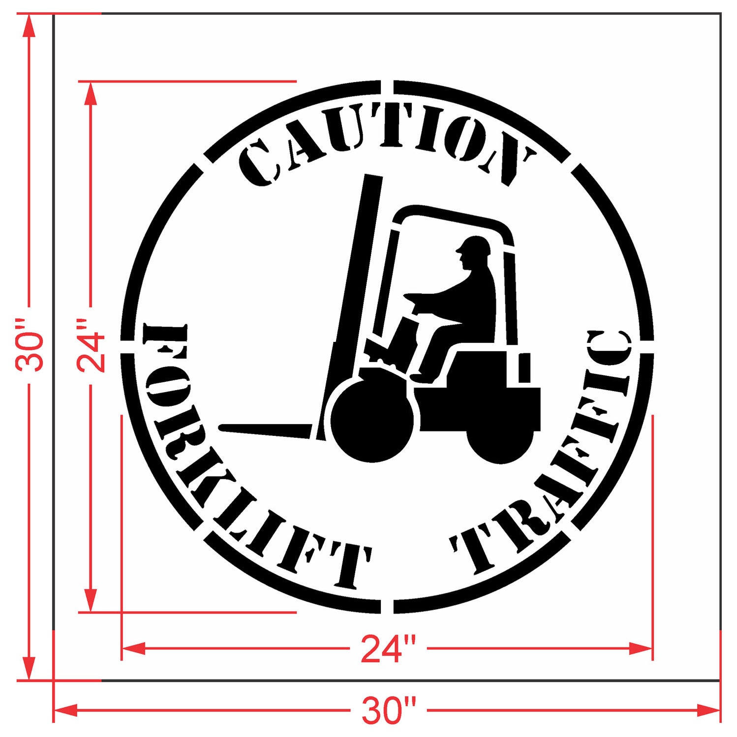 24" CAUTION FORKLIFT TRAFFIC Stencil - 1-800-Stencil