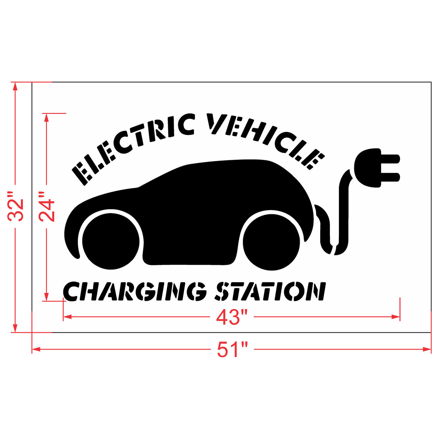 24" EV Charging Station with Tail Plug Stencil - 1-800-Stencil