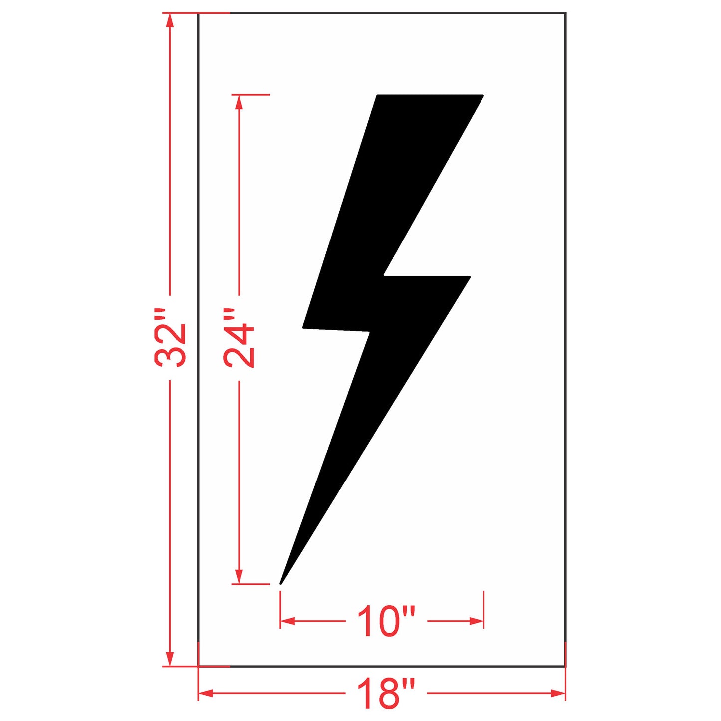 Lightning Bolt Stencil - (12"-48") - 1-800-Stencil
