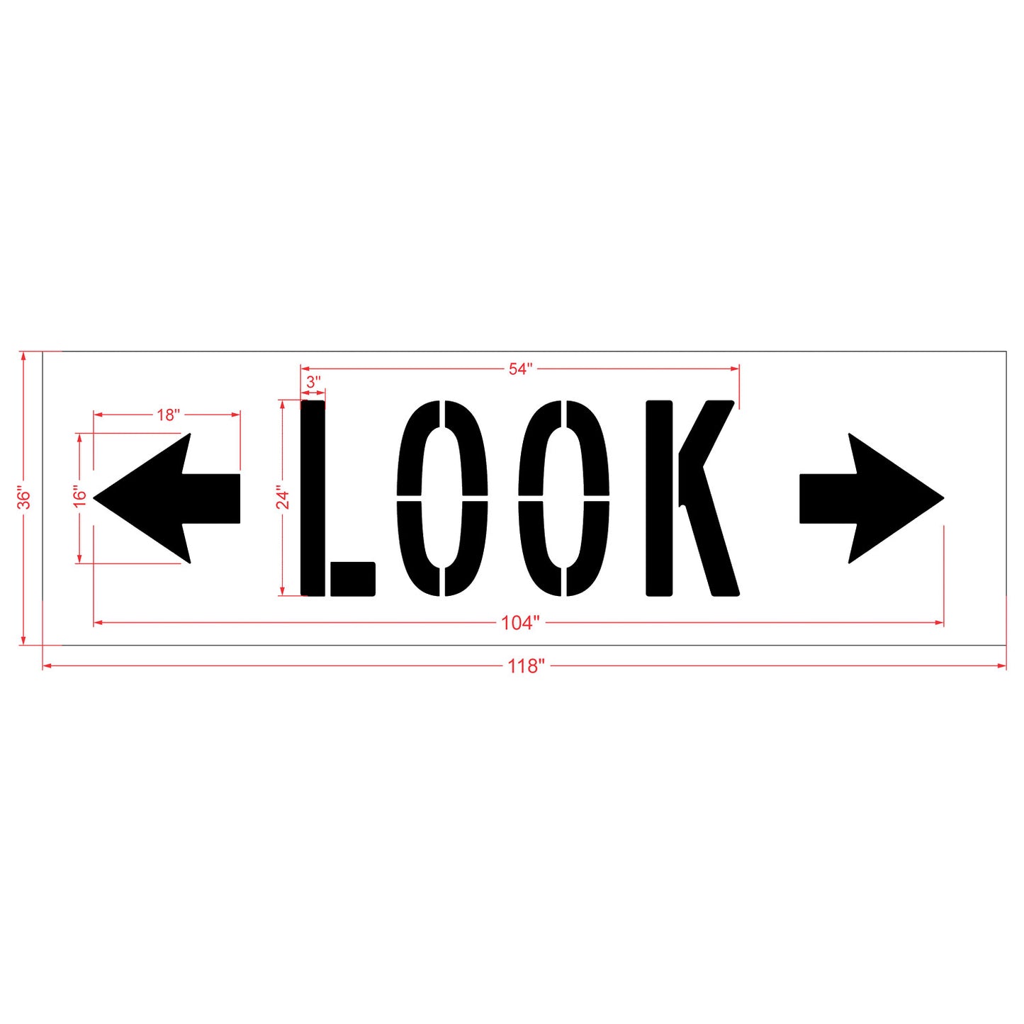 24" Look w/ Arrows Stencil - 1-800-Stencil