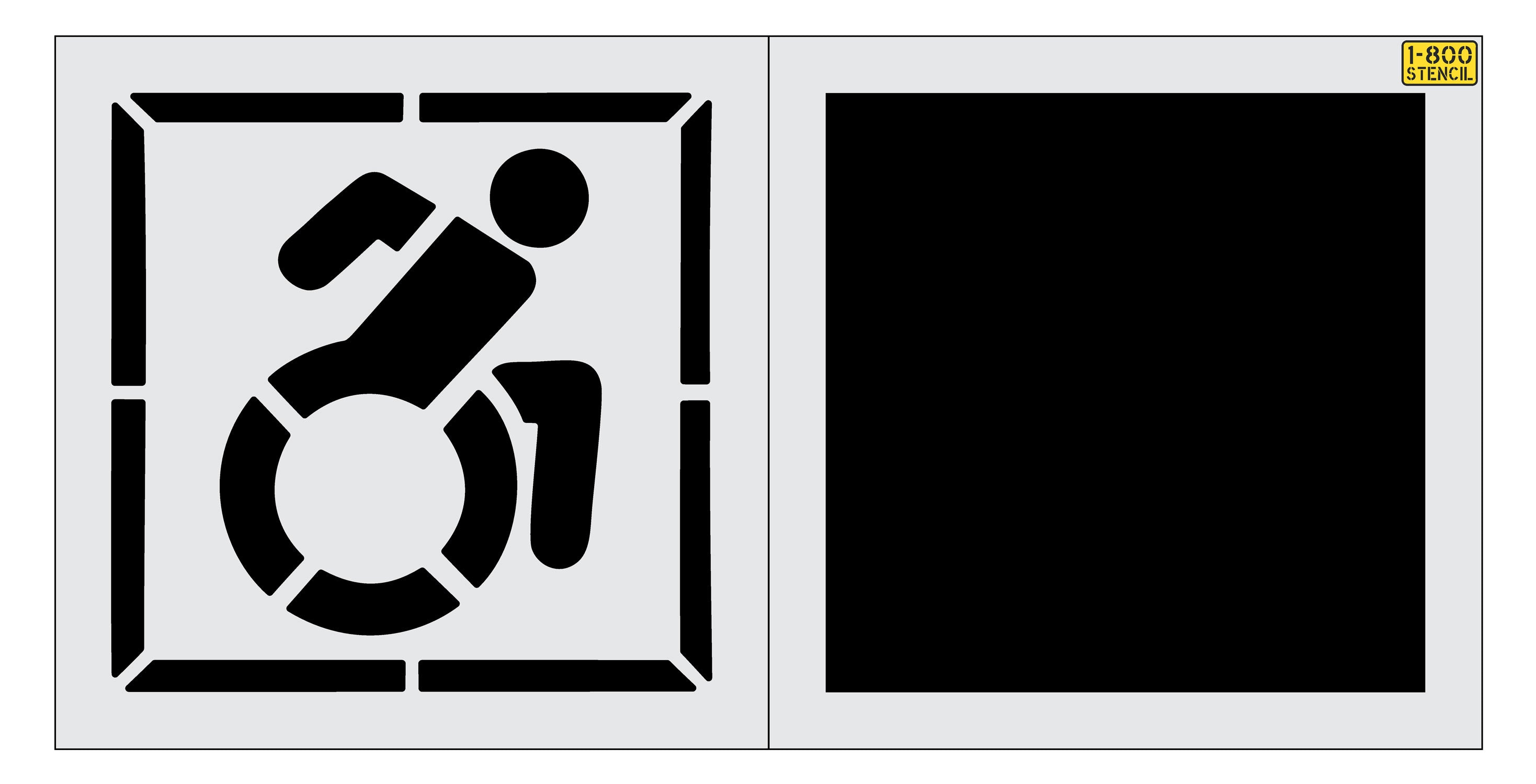 34" Handicap Stencil with 42" Border and 42" background - 1-800-Stencil