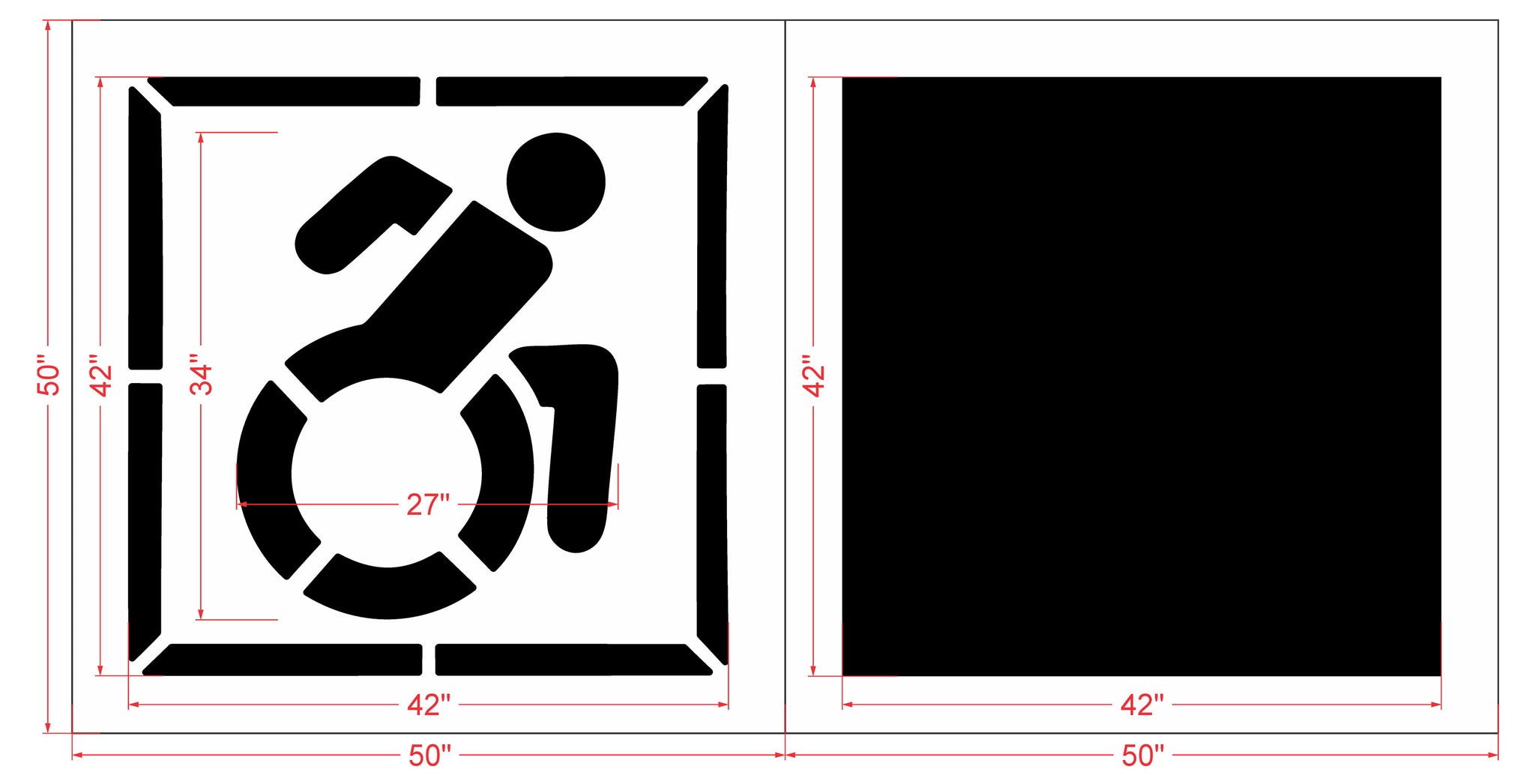 34" Handicap Stencil with 42" Border and 42" background - 1-800-Stencil