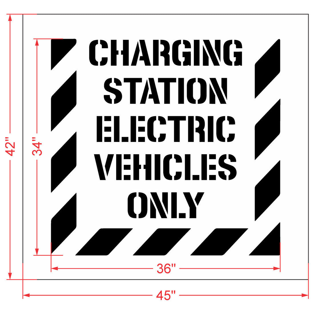 34" CHARGING STATION ELECTRIC VEHICLES ONLY Stencil - 1-800-Stencil