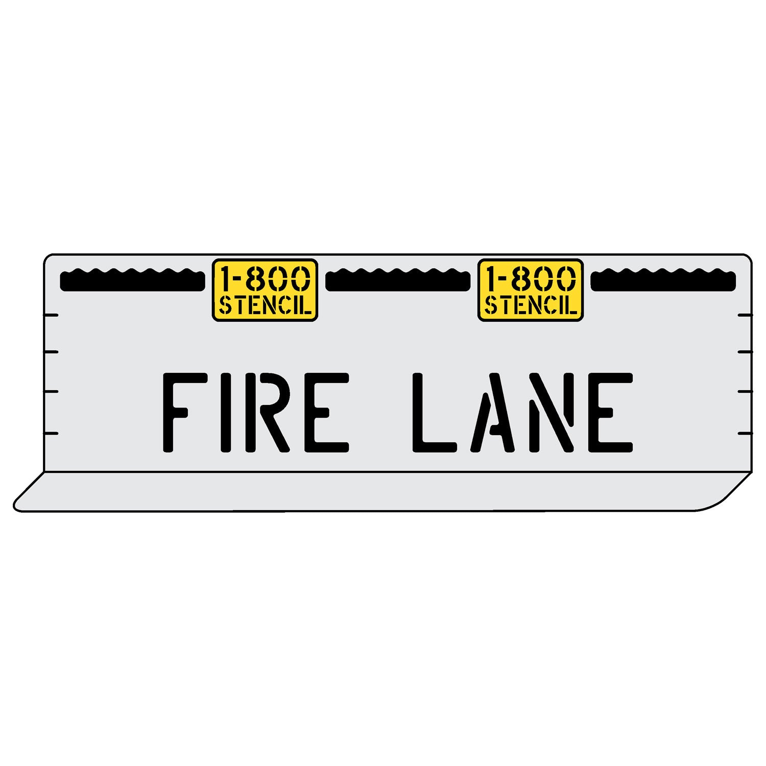 4" FIRE LANE Professional Curb Stencil - 1-800-Stencil