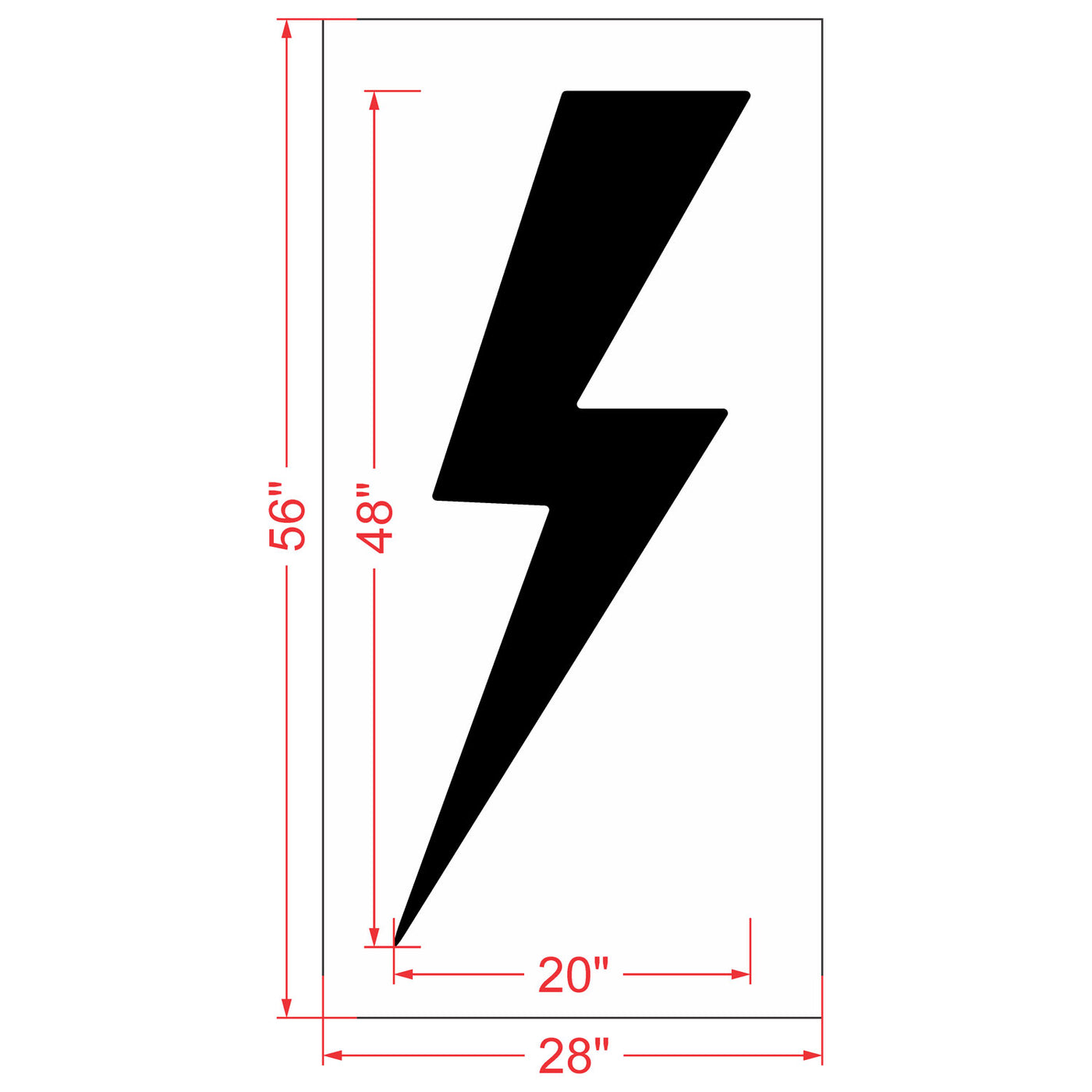 Lightning Bolt Stencil - (12"-48") - 1-800-Stencil