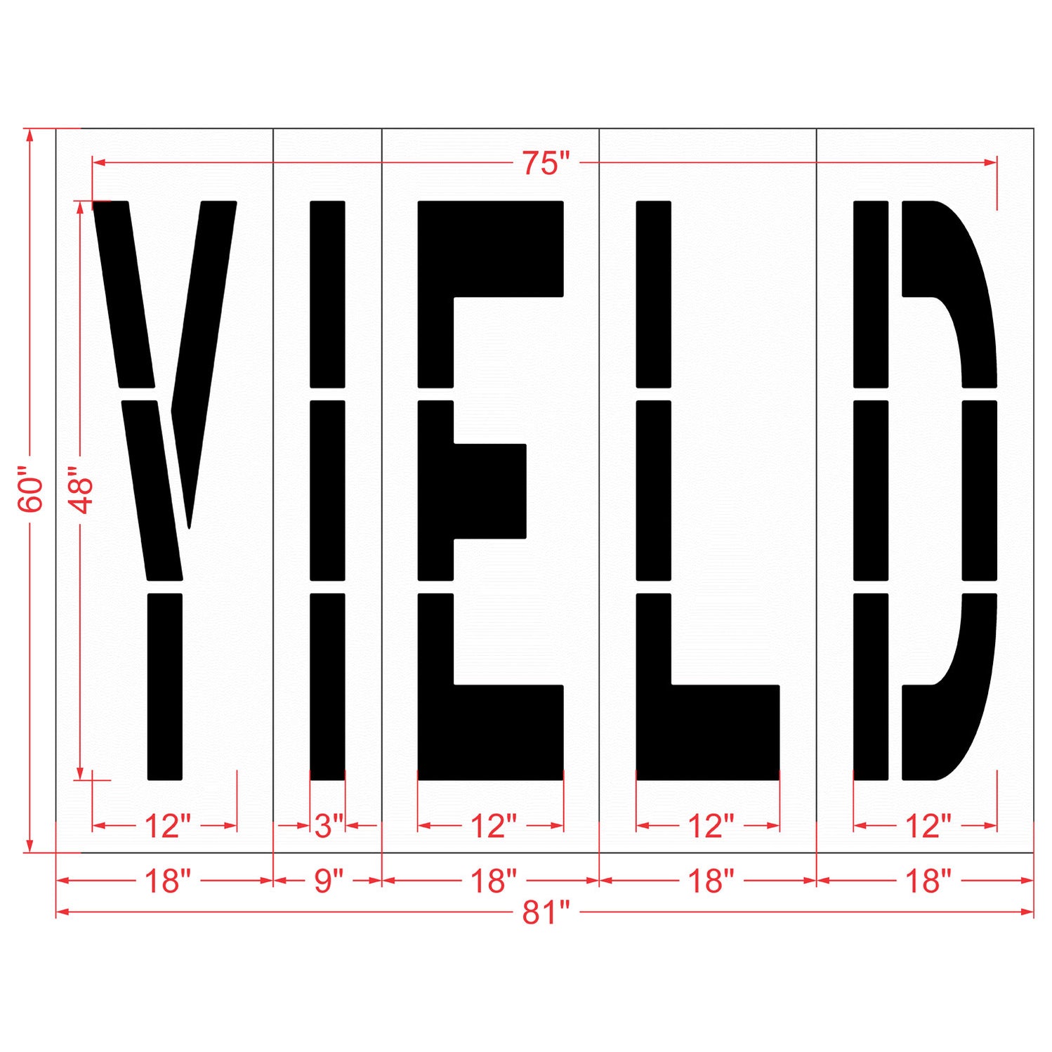 48" YIELD Stencil — 1-800-Stencil