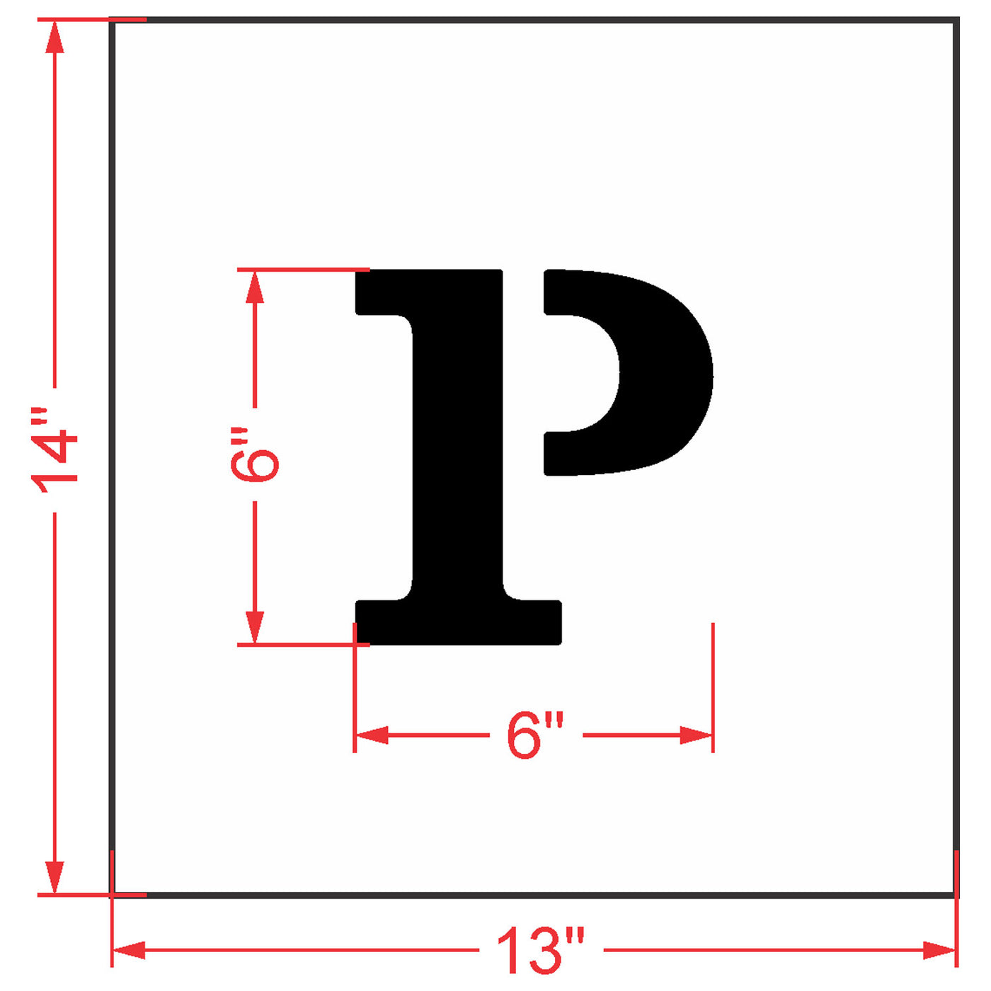 6" Parking Letter P Stencil — 1-800-Stencil