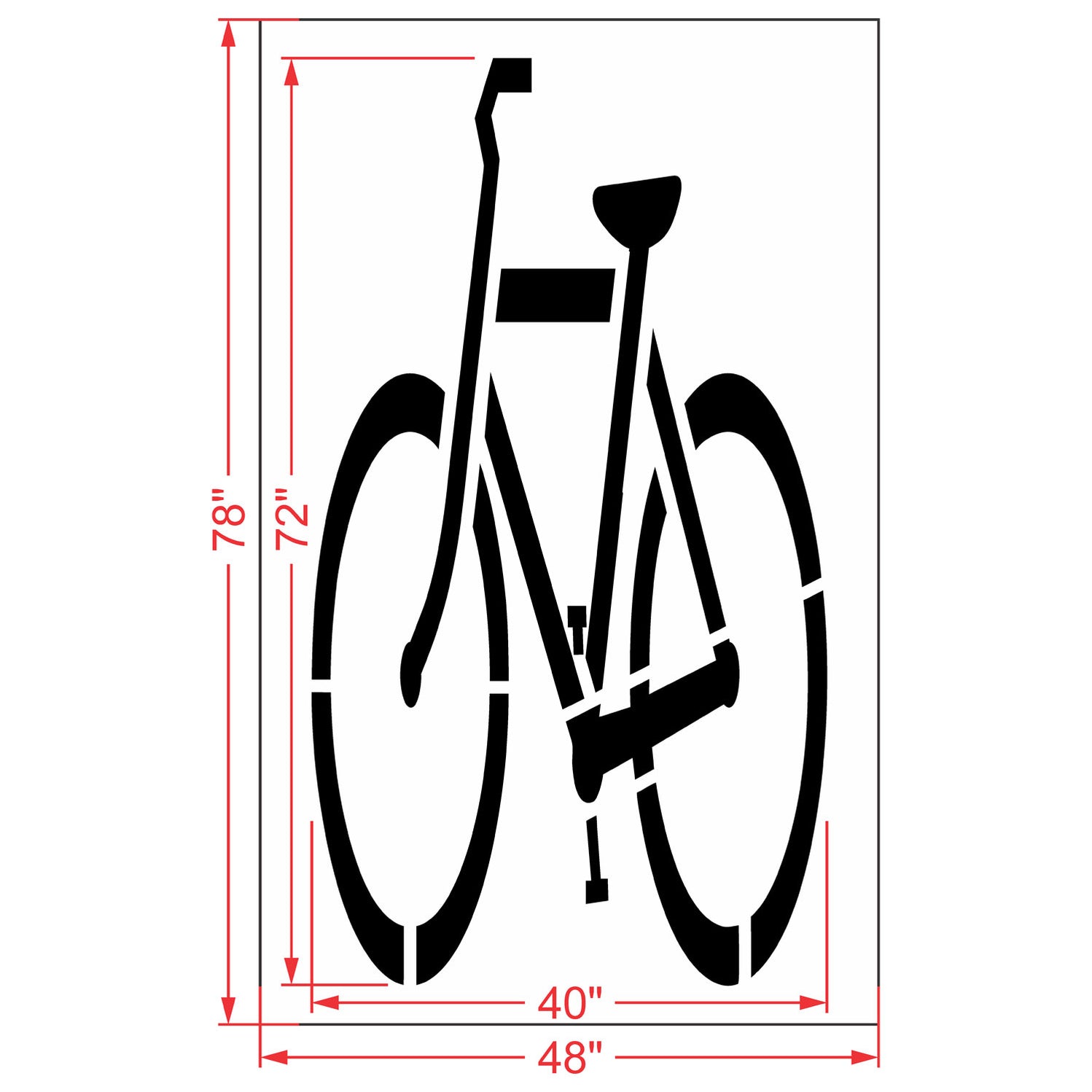 72" Bike Symbol Stencil - 1-800-Stencil