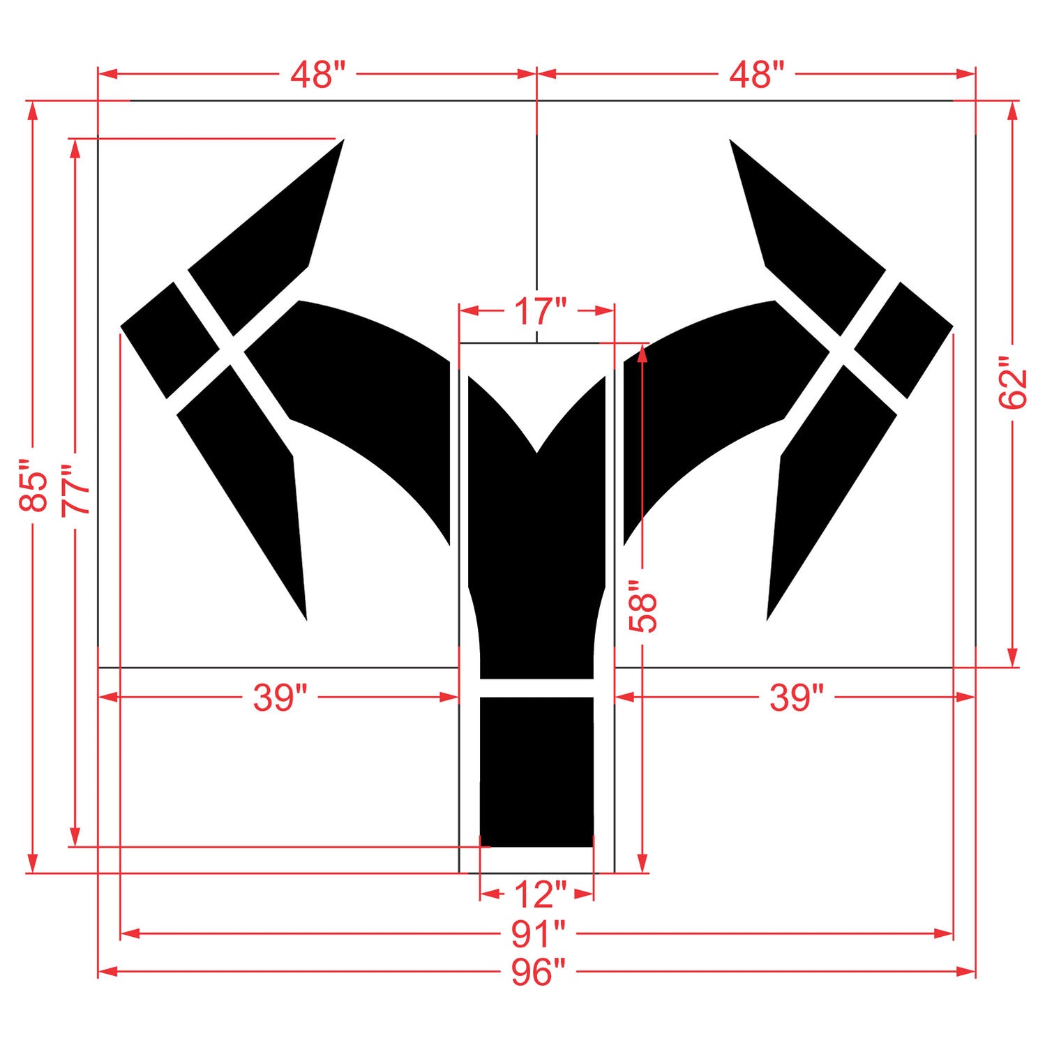 77" MUTCD Lane Split Arrow Stencil - 1-800-Stencil
