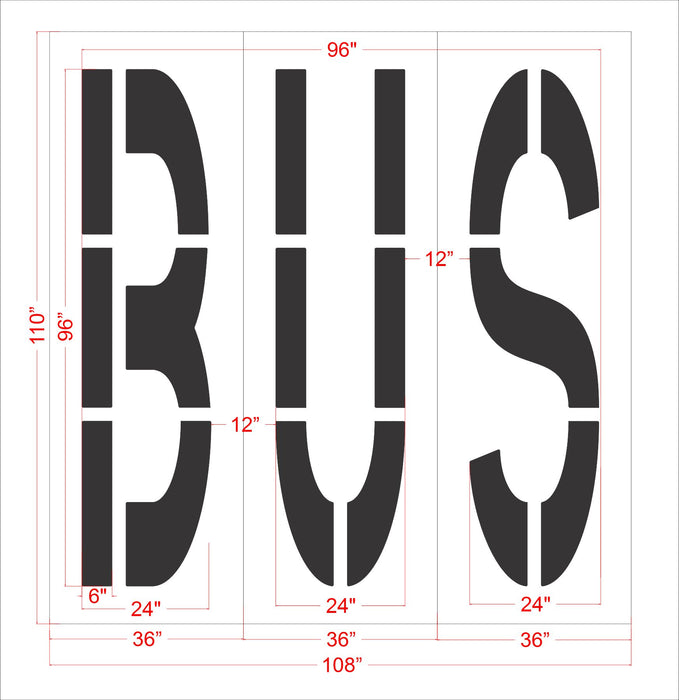 96" BUS Stencil — 1-800-Stencil