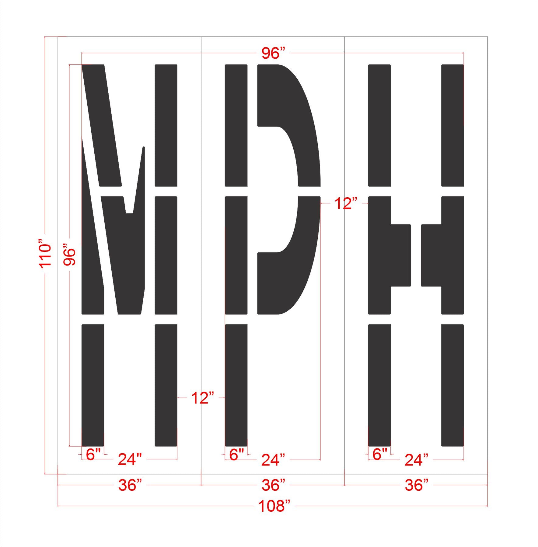 96" MPH Stencil - 1-800-Stencil