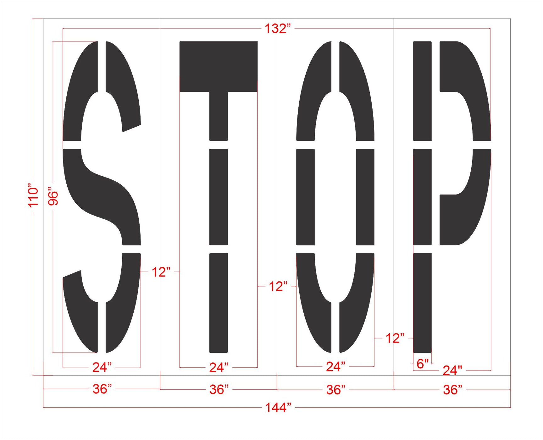 96" STOP Stencil - 1-800-Stencil
