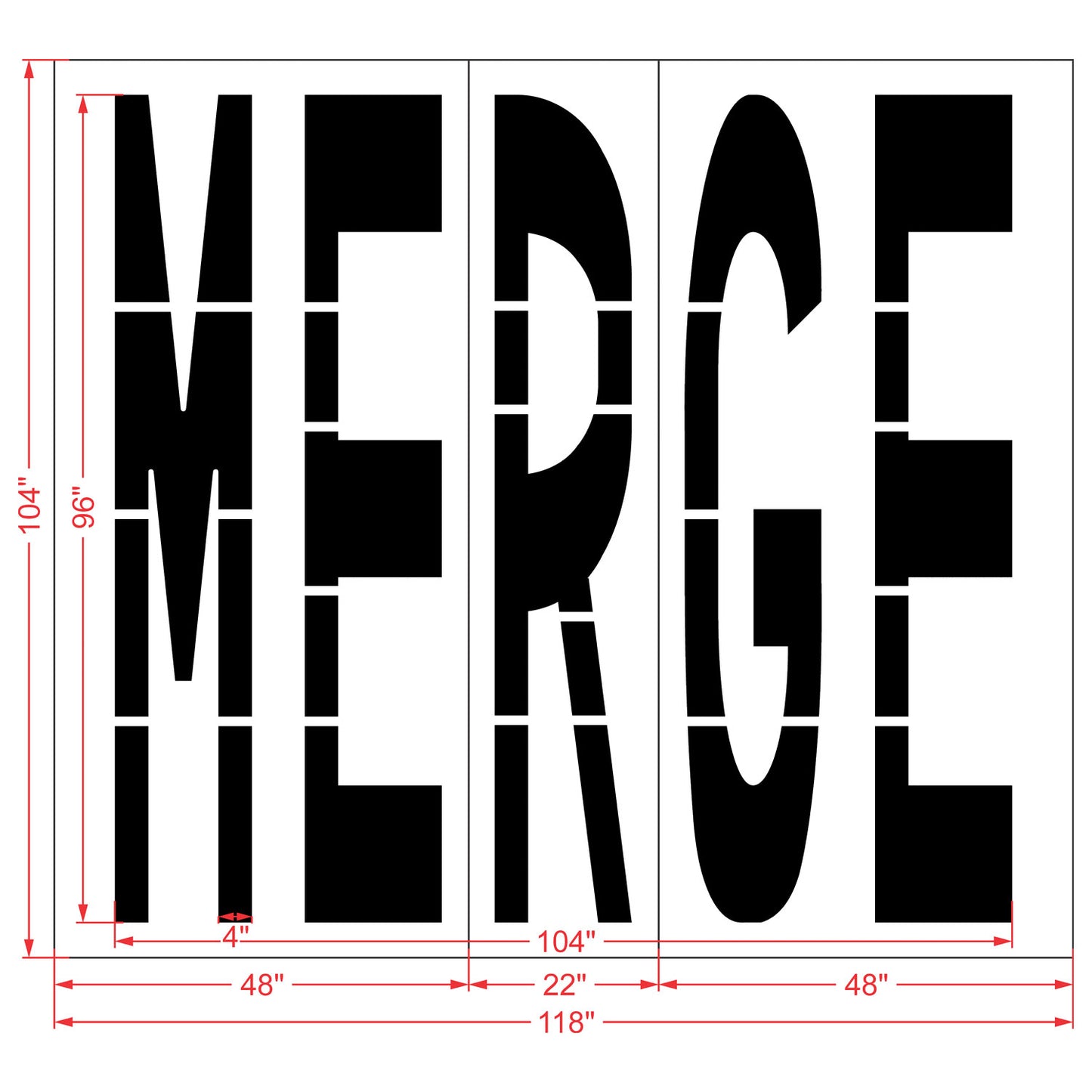 96" Florida MUTCD MERGE Stencil - 1-800-Stencil