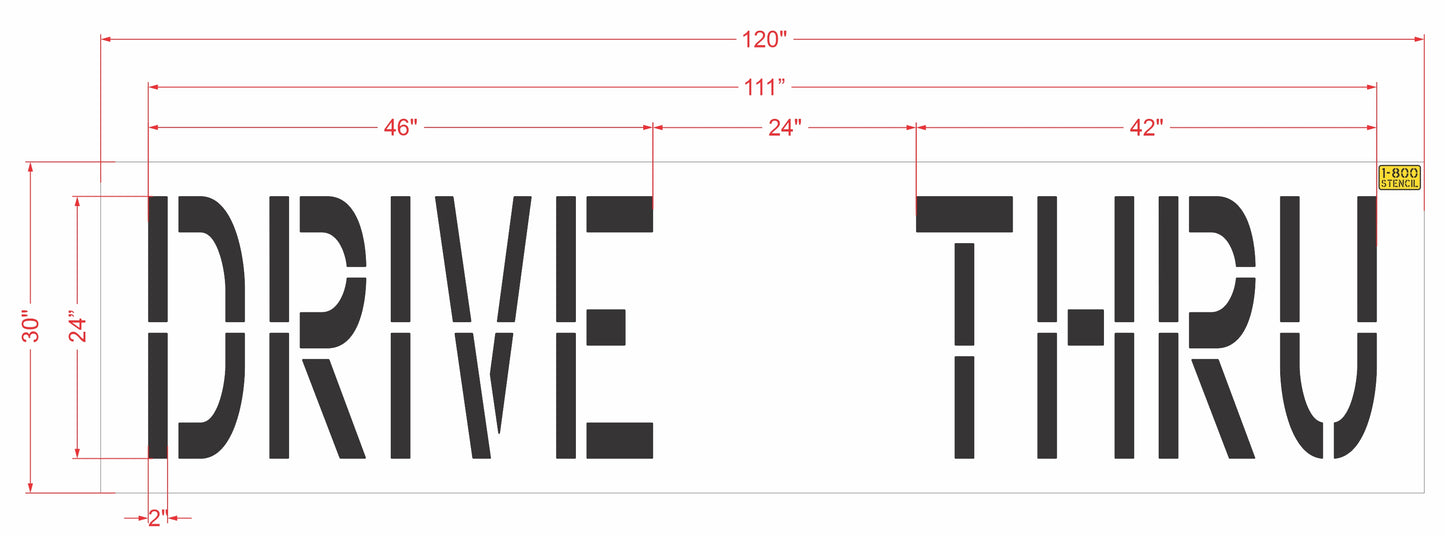 24" Wide Space DRIVE THRU Stencil - 1-800-Stencil