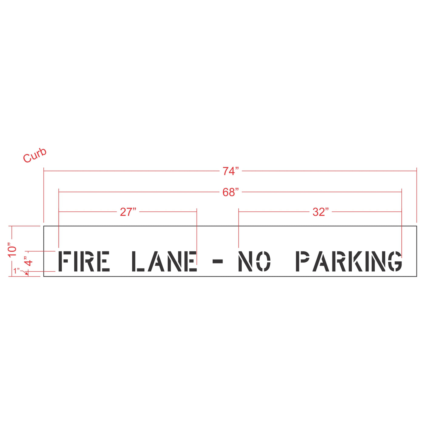 4" FIRE LANE - NO PARKING Stencil - 1-800-Stencil