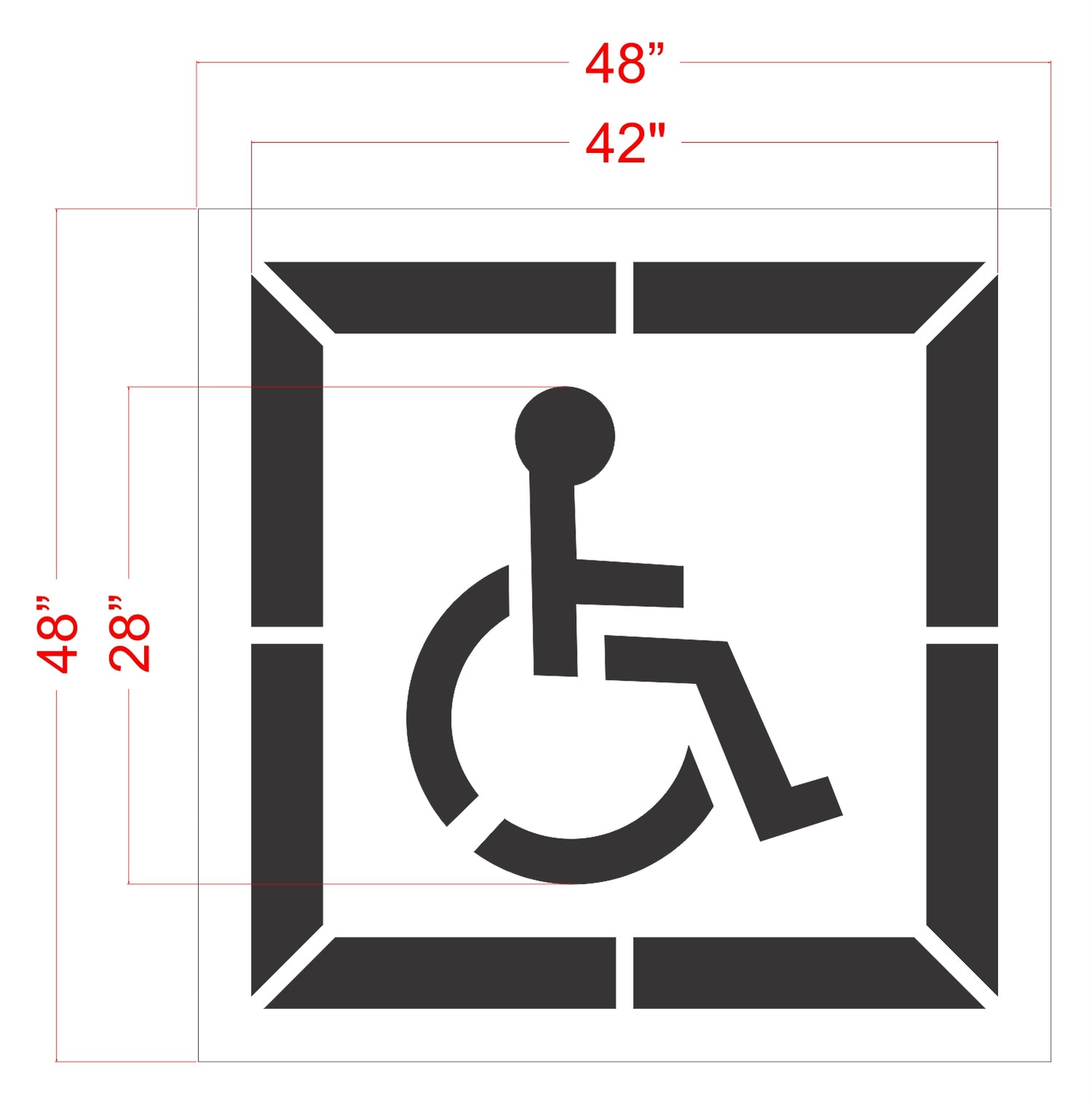28" Handicap with Border Stencil — 1-800-Stencil