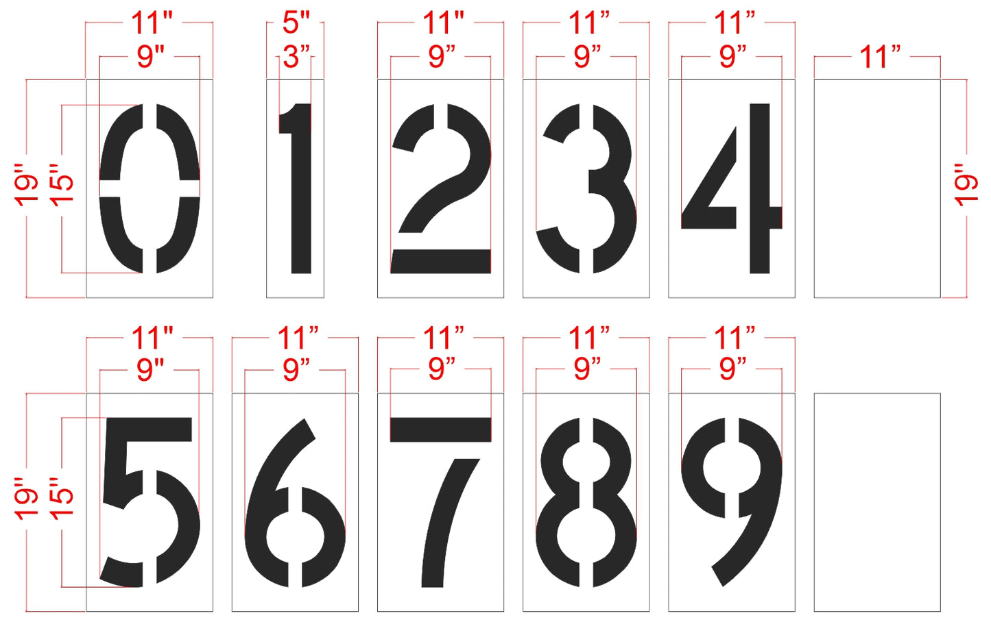 15" Number Kit Stencil - 1-800-Stencil