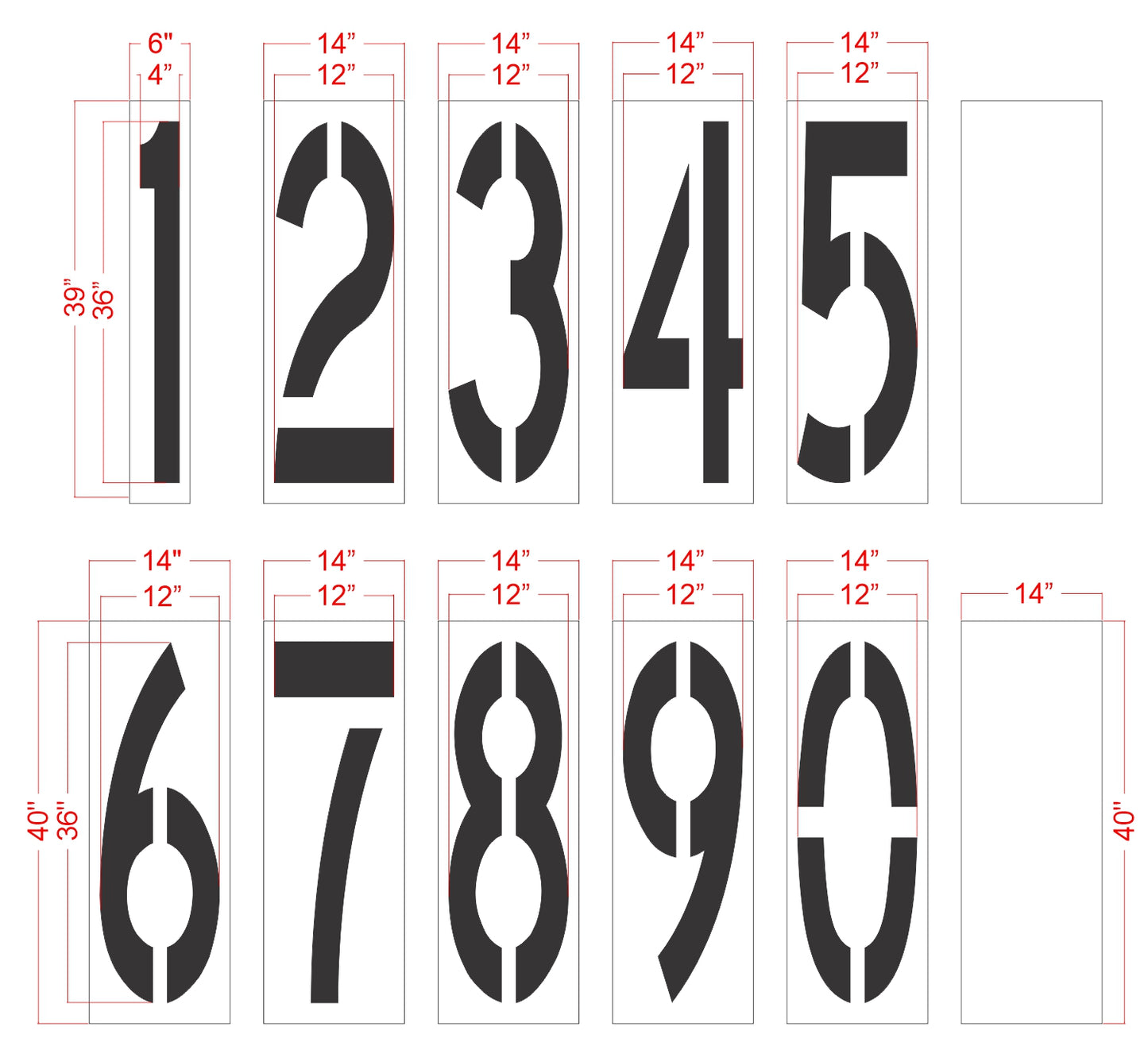 36" x 12" Number Kit Stencil - 1-800-Stencil