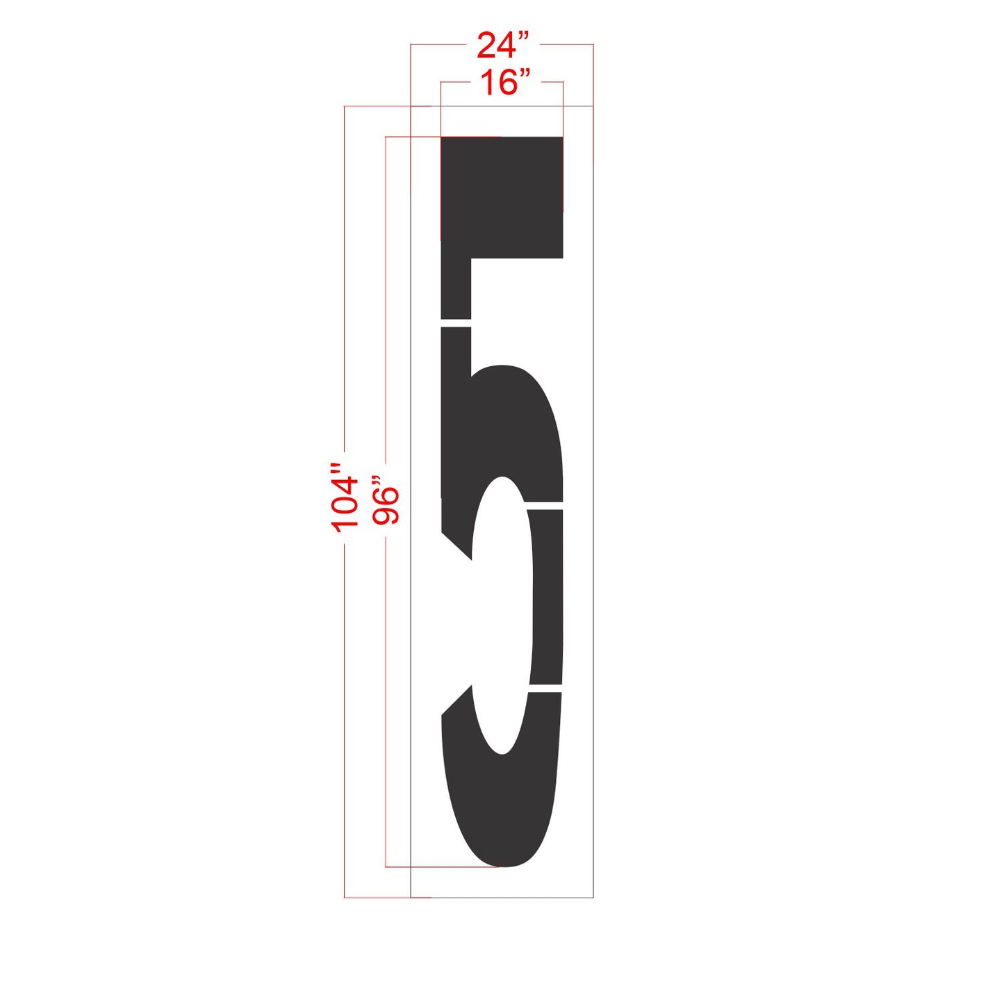96" x 16" Single Number Stencils (MUTCD/DOT) - 1-800-Stencil