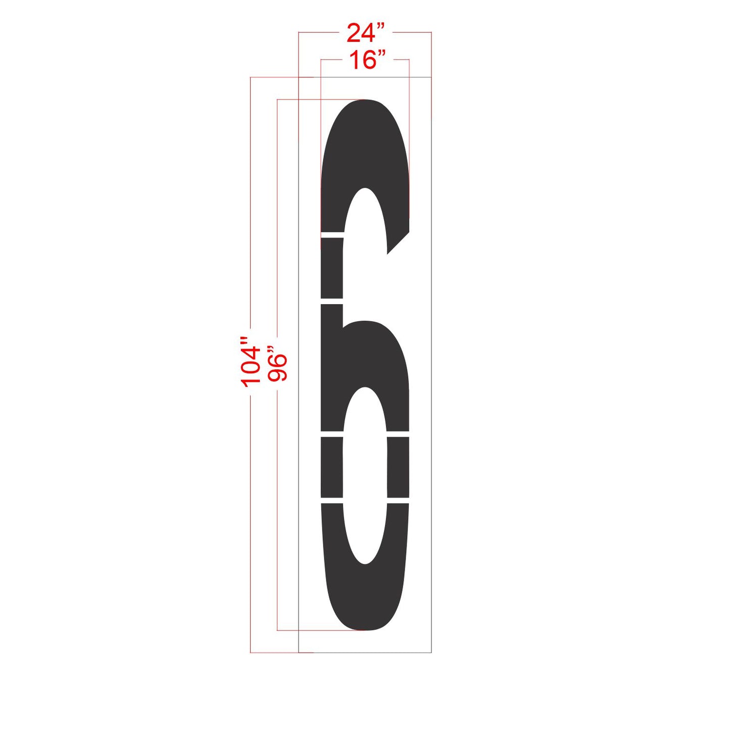 96" x 16" Single Number Stencils (MUTCD/DOT) - 1-800-Stencil