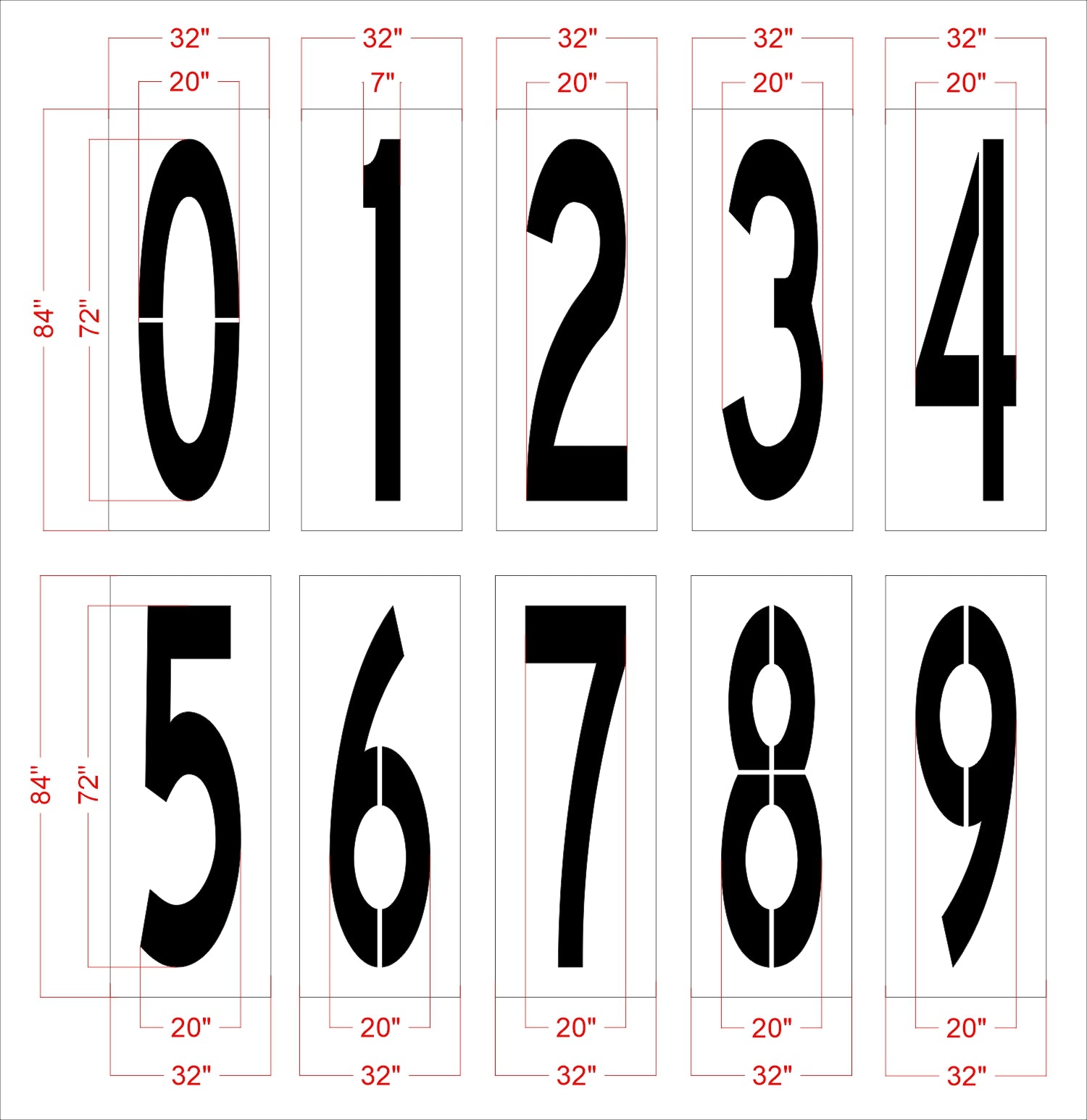 72" FAA Airport Number Kit - 1-800-Stencil