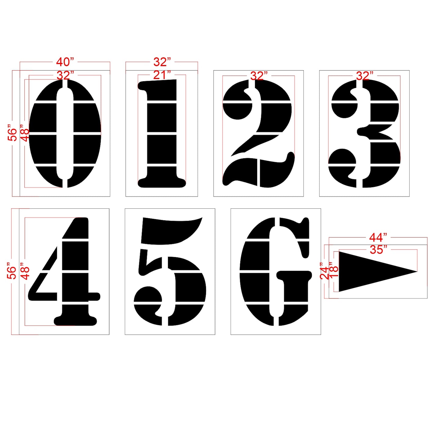 Football Number Kit Stencil - (36"-72") | Parking Lot & Drive-Thru ...