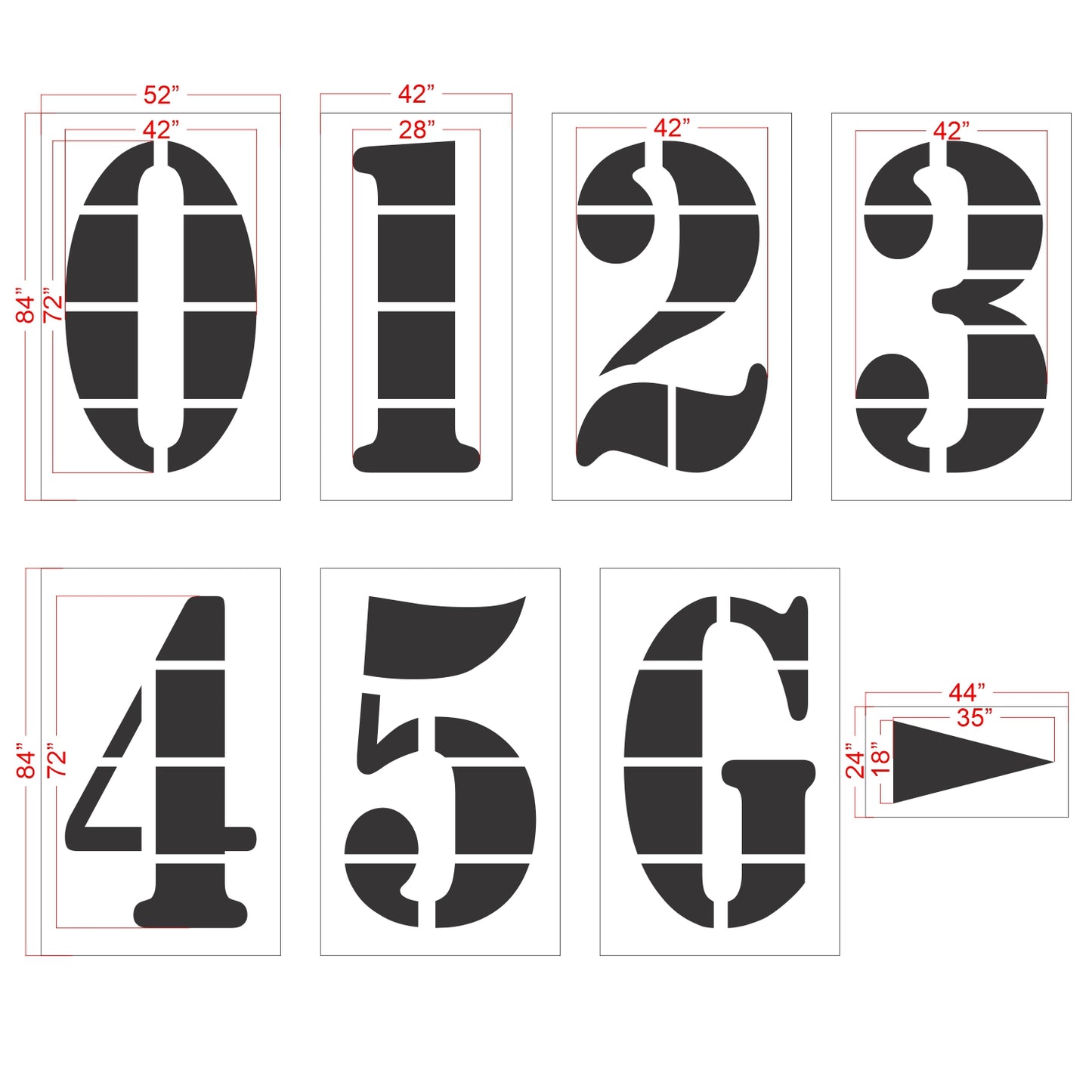 Football Number Kit Stencil - (36"-72") | Parking Lot & Drive-Thru ...