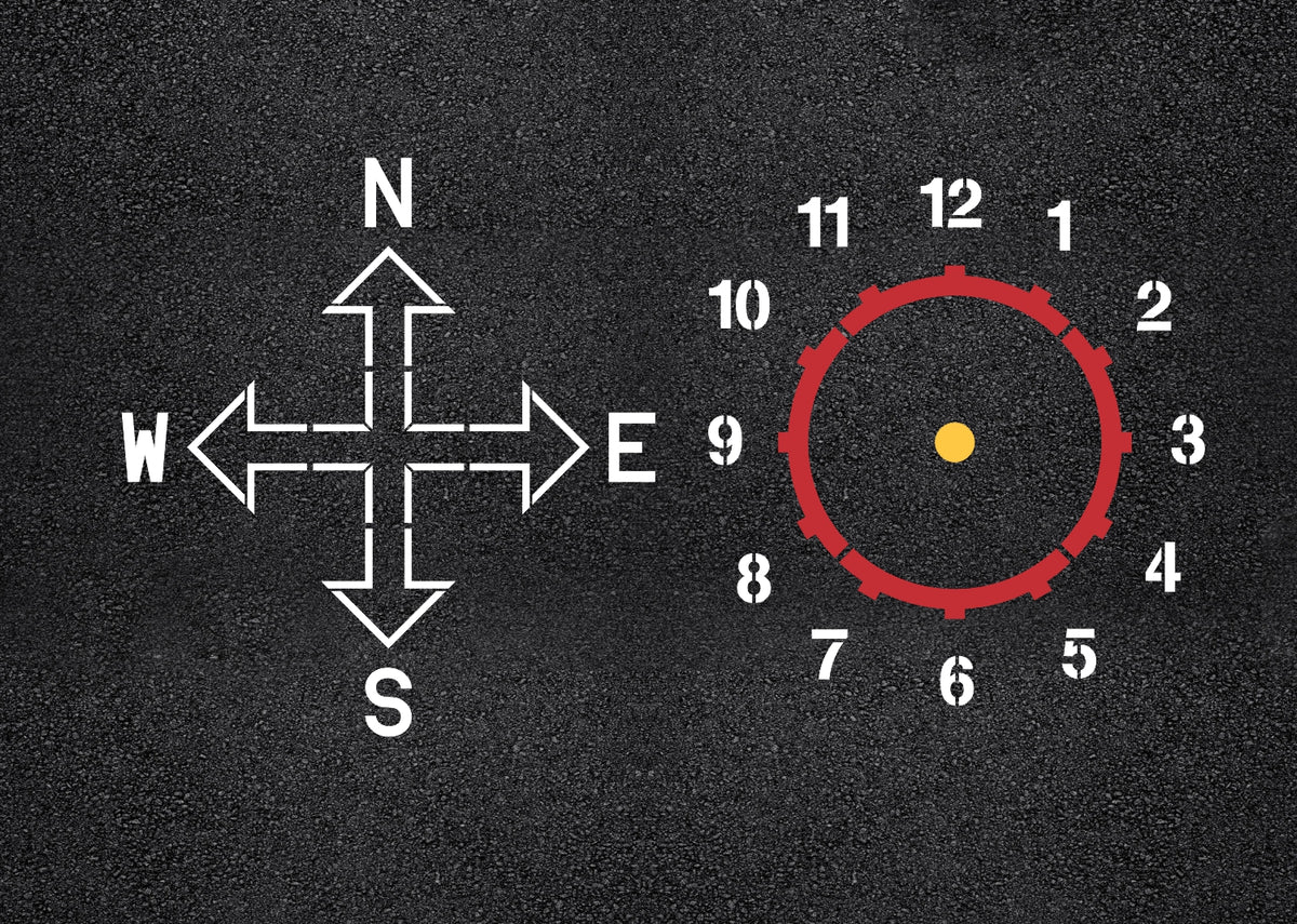 177"x163" Time and Direction Stencil — 1-800-Stencil