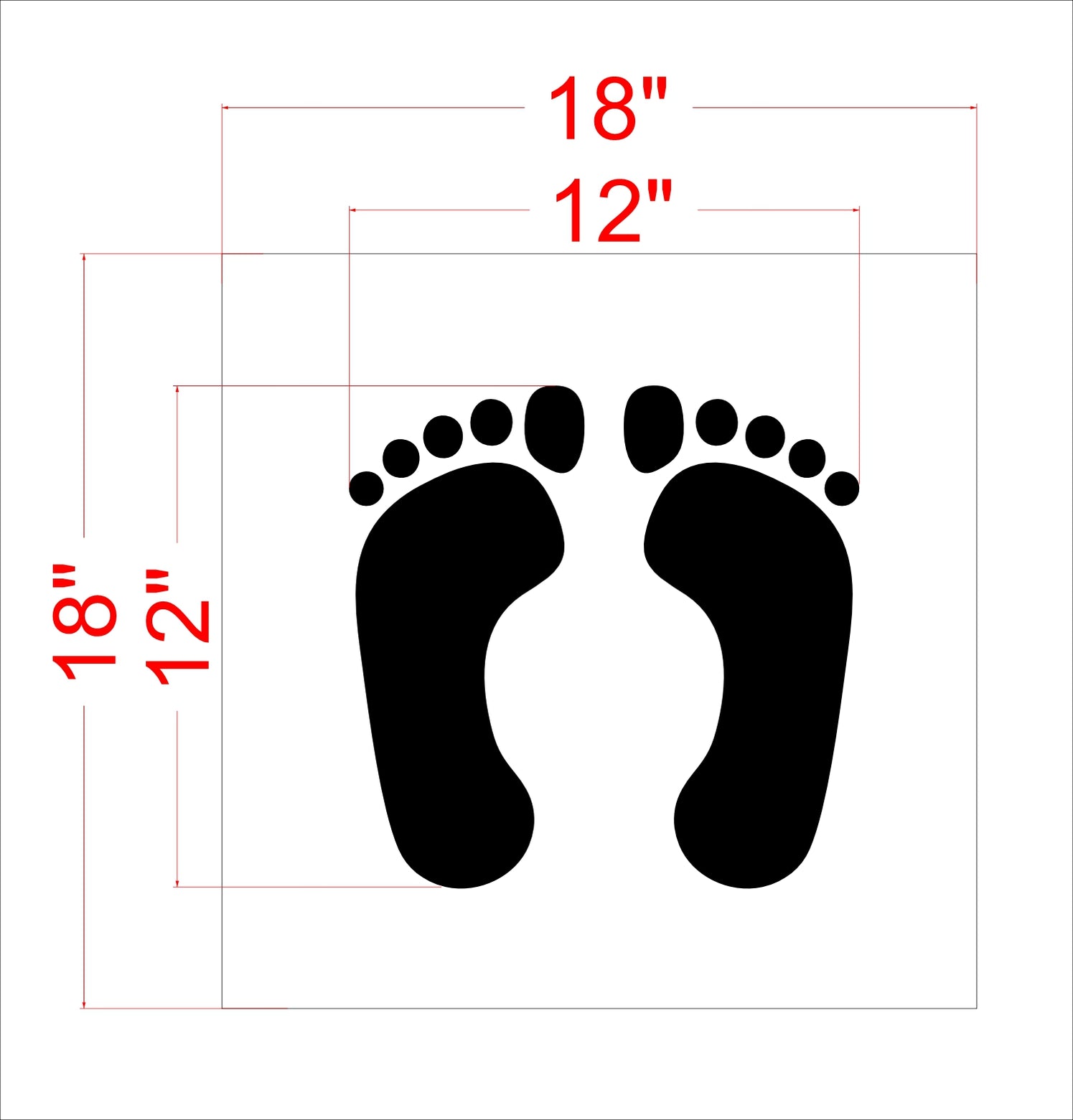 12"x12" Feet Stencil - 1-800-Stencil