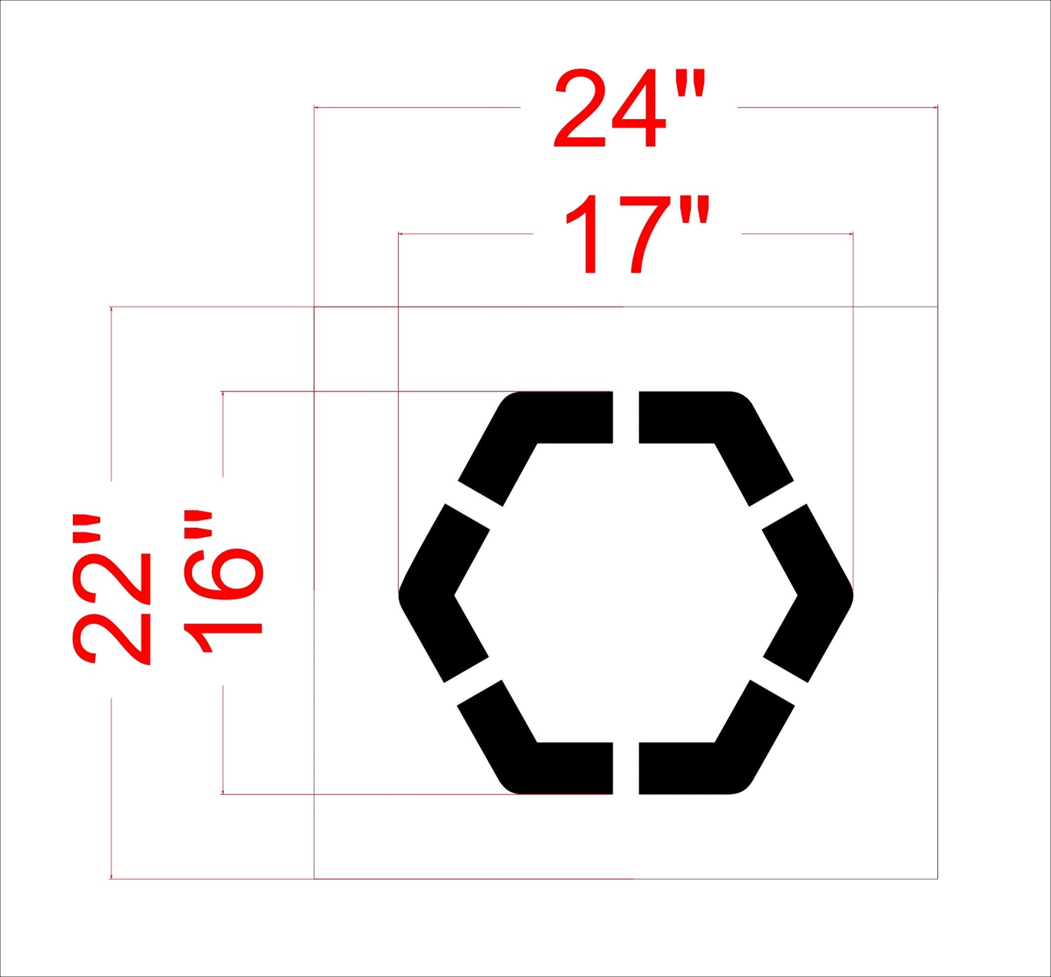 16"x17" Hexagon Alphabet Stencil — 1-800-Stencil