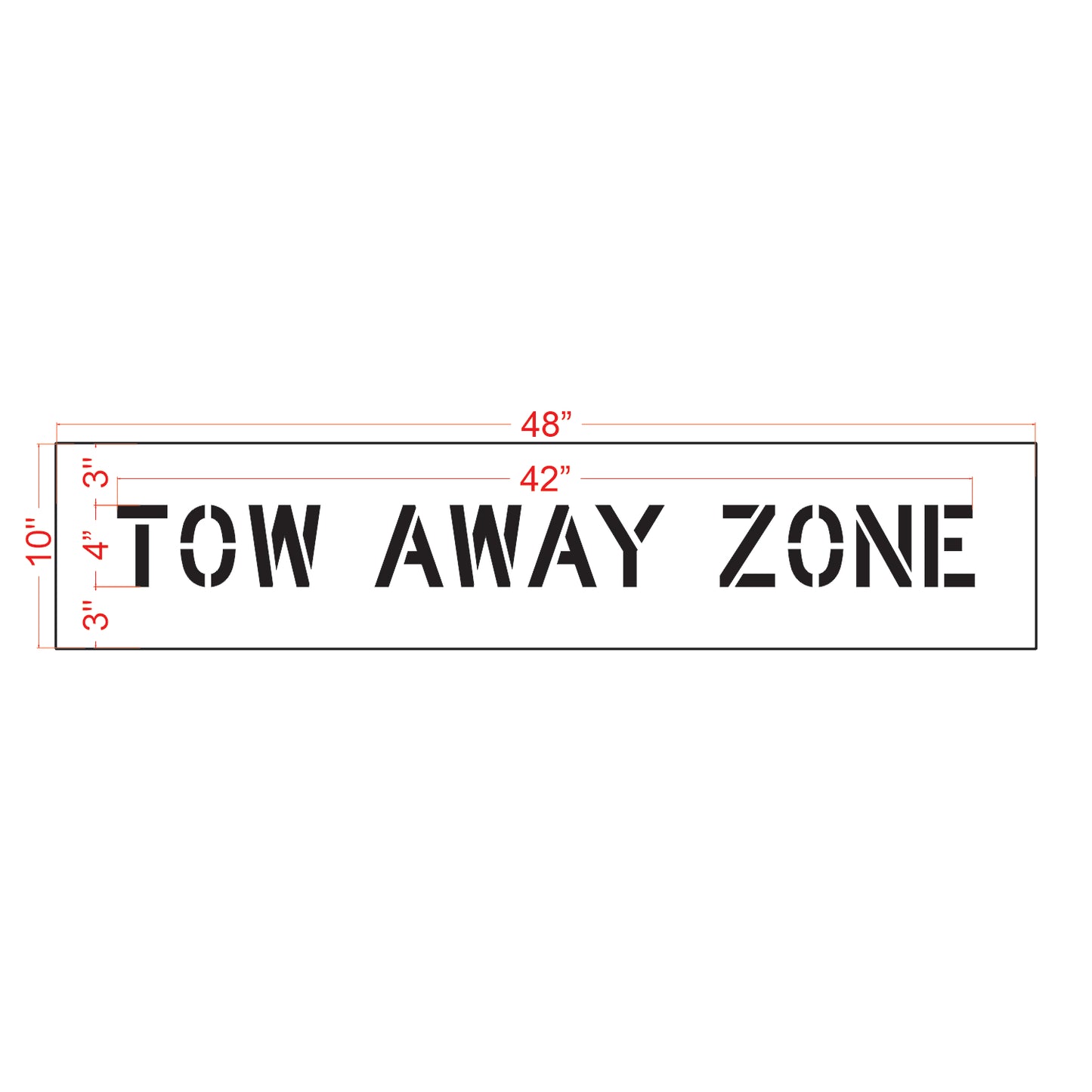 4" TOW AWAY ZONE Stencil - 1-800-Stencil