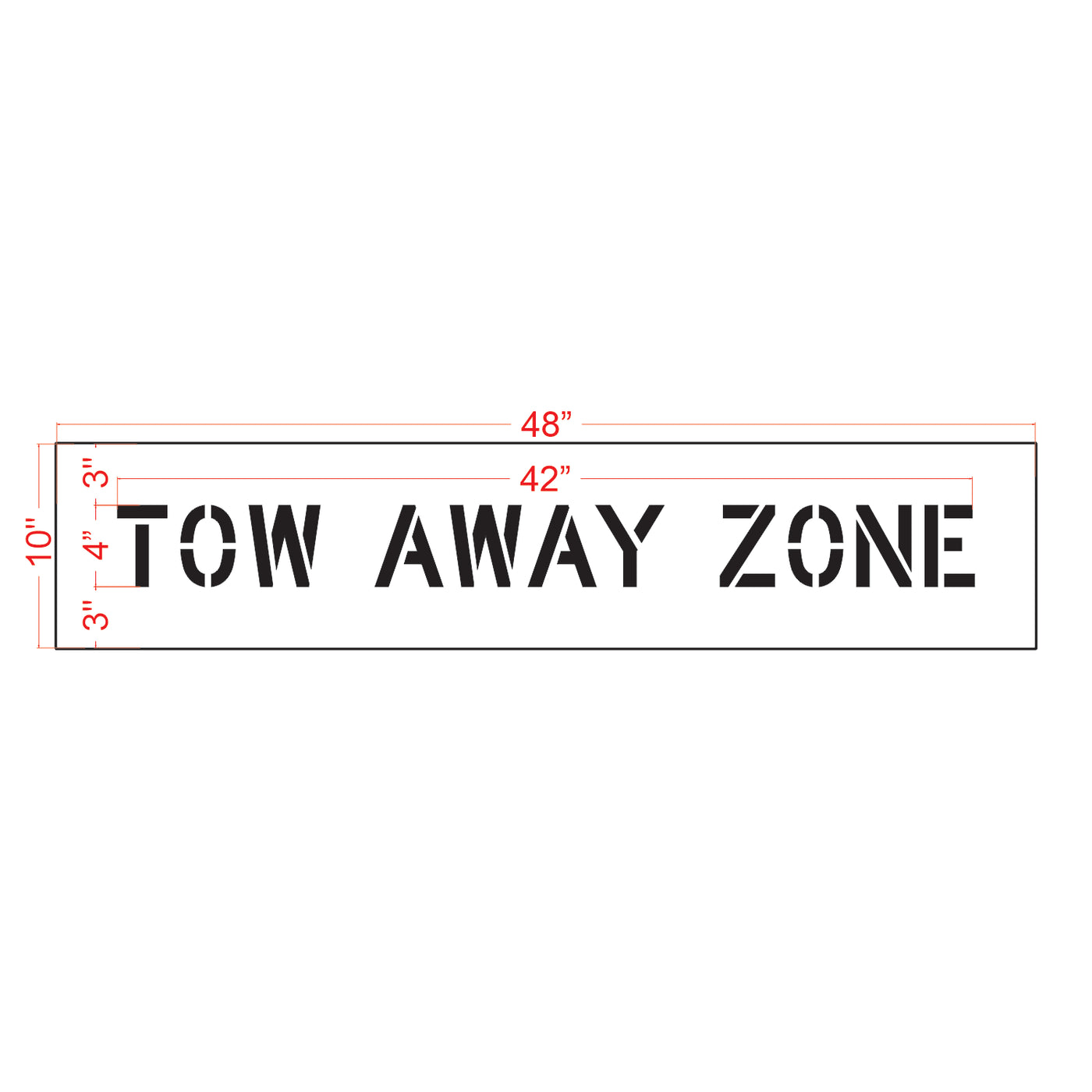 4" TOW AWAY ZONE Stencil - 1-800-Stencil
