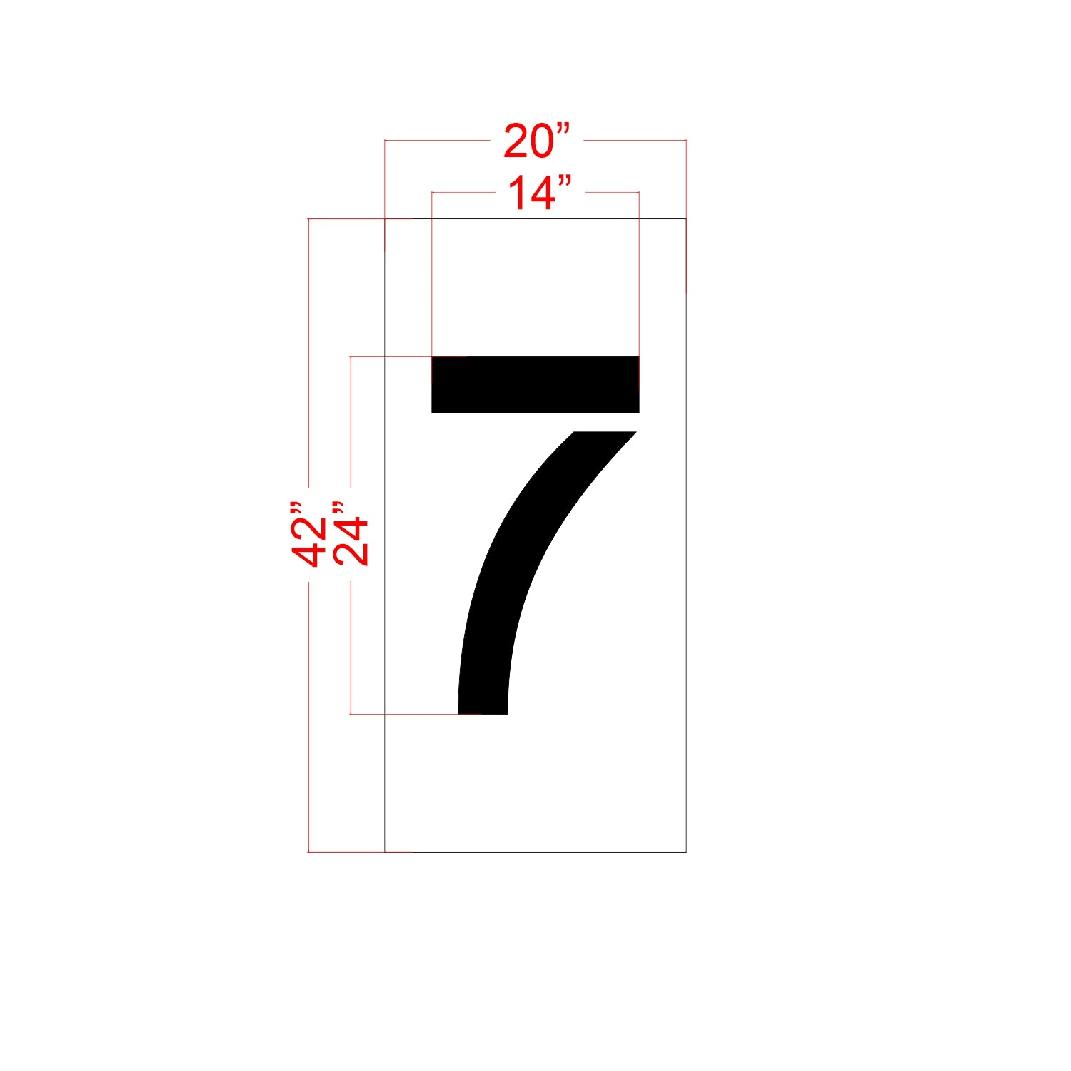 24" Amazon Number Kit Stencil - 1/8" (.125") PRO-Grade LDPE / Number 7 ...