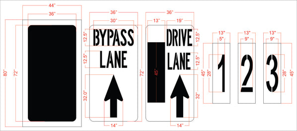 Amazon BYPASS DRIVE LANE kit Stencil - 1-800-Stencil