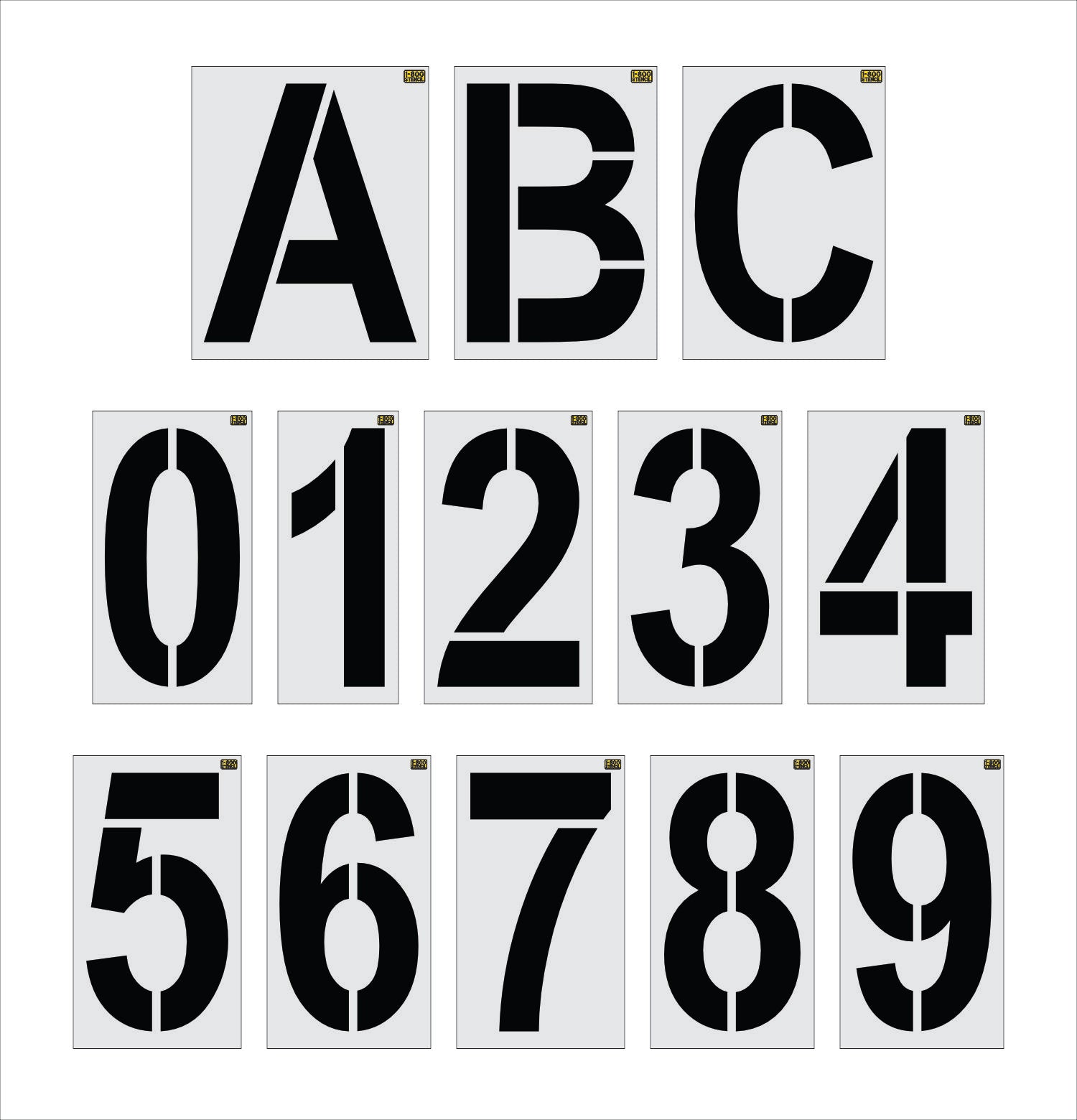 60" Amazon Arial ABC Number Kit Stencil - 1-800-Stencil