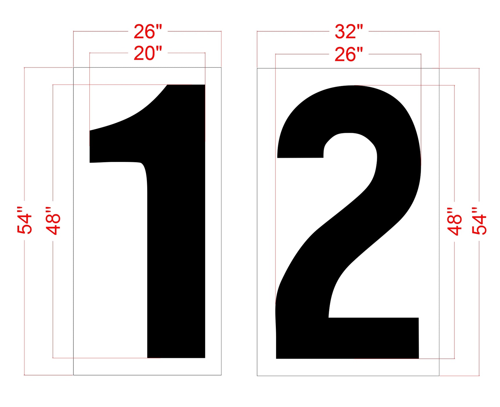 48" Domino's Numbers 1 and 2 Stencil Set - 1-800-Stencil
