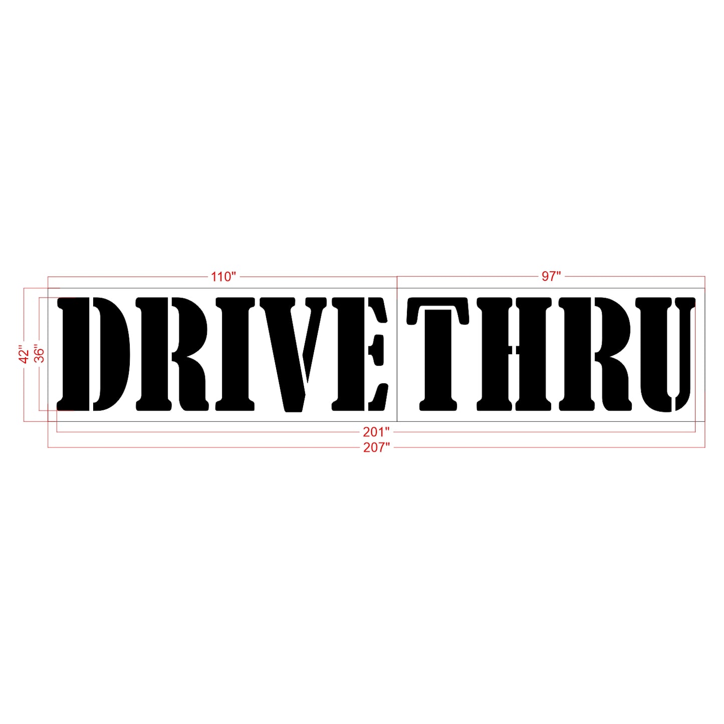 36" Raising Canes Bernard Font DRIVE THRU Stencil - 1-800-Stencil