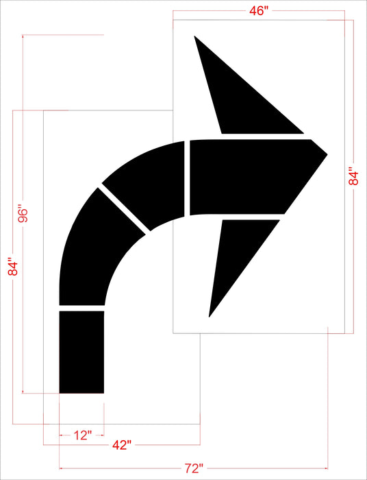 96" Sams Club Right Turn Arrow Stencil - 1-800-Stencil