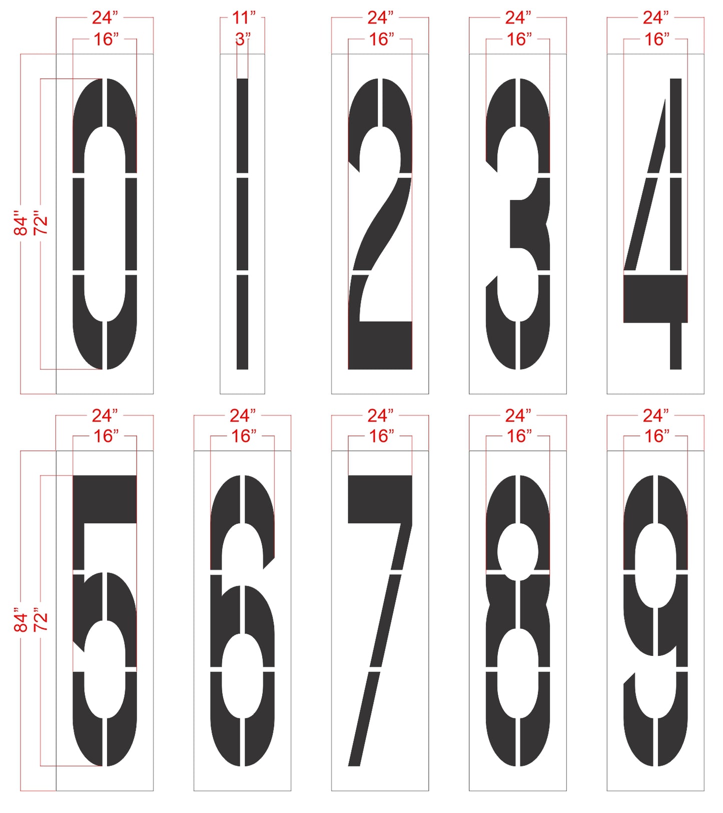 72" Number Kit Stencil | Parking Lot & Drive-Thru Pavement Marking ...