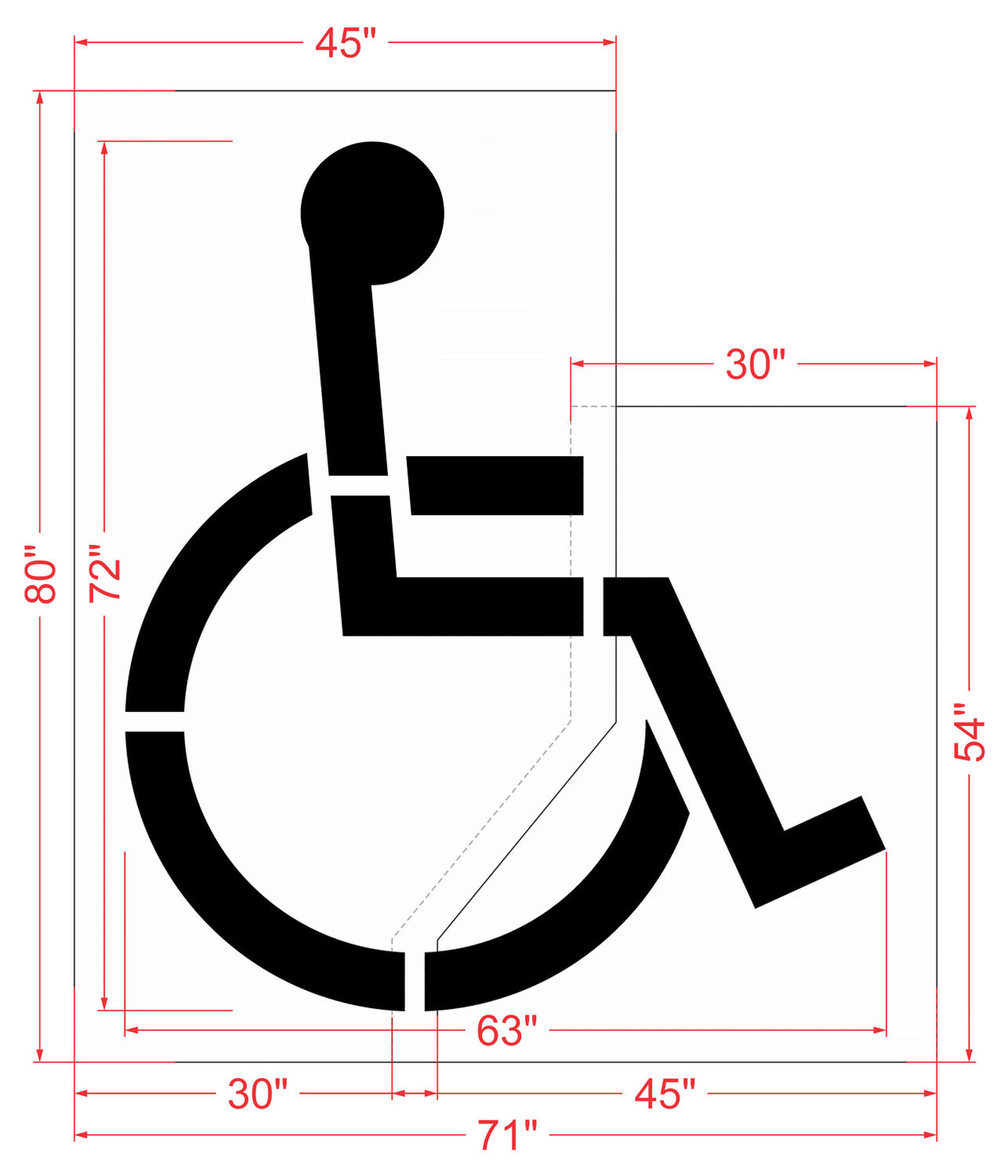 72" ADA Handicap Stencil - 1-800-Stencil