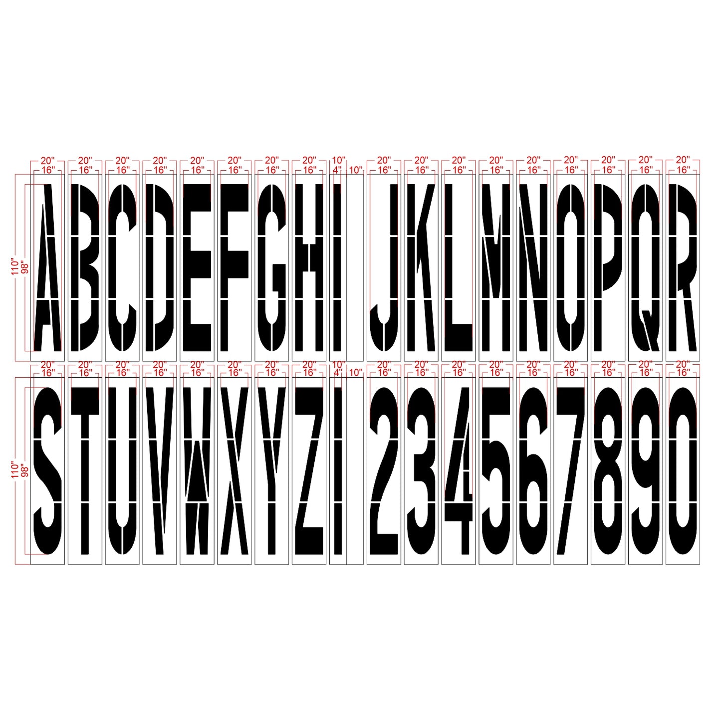 98" Arizona DOT Alphabet & Number Kit Stencil