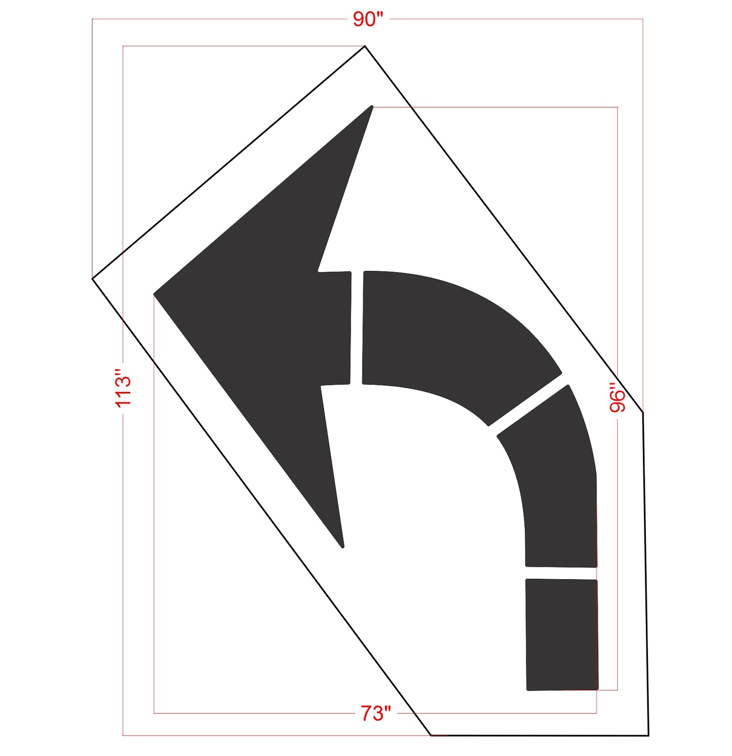 96" California DOT Turn Arrow Stencil - 1-800-Stencil