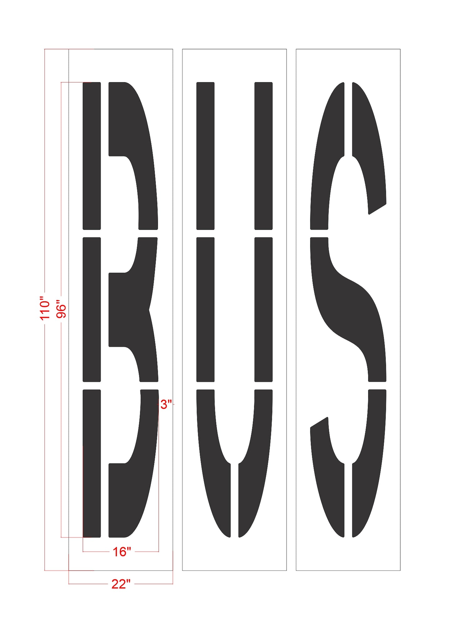 96" California DOT BUS Wording Stencil - 1-800-Stencil