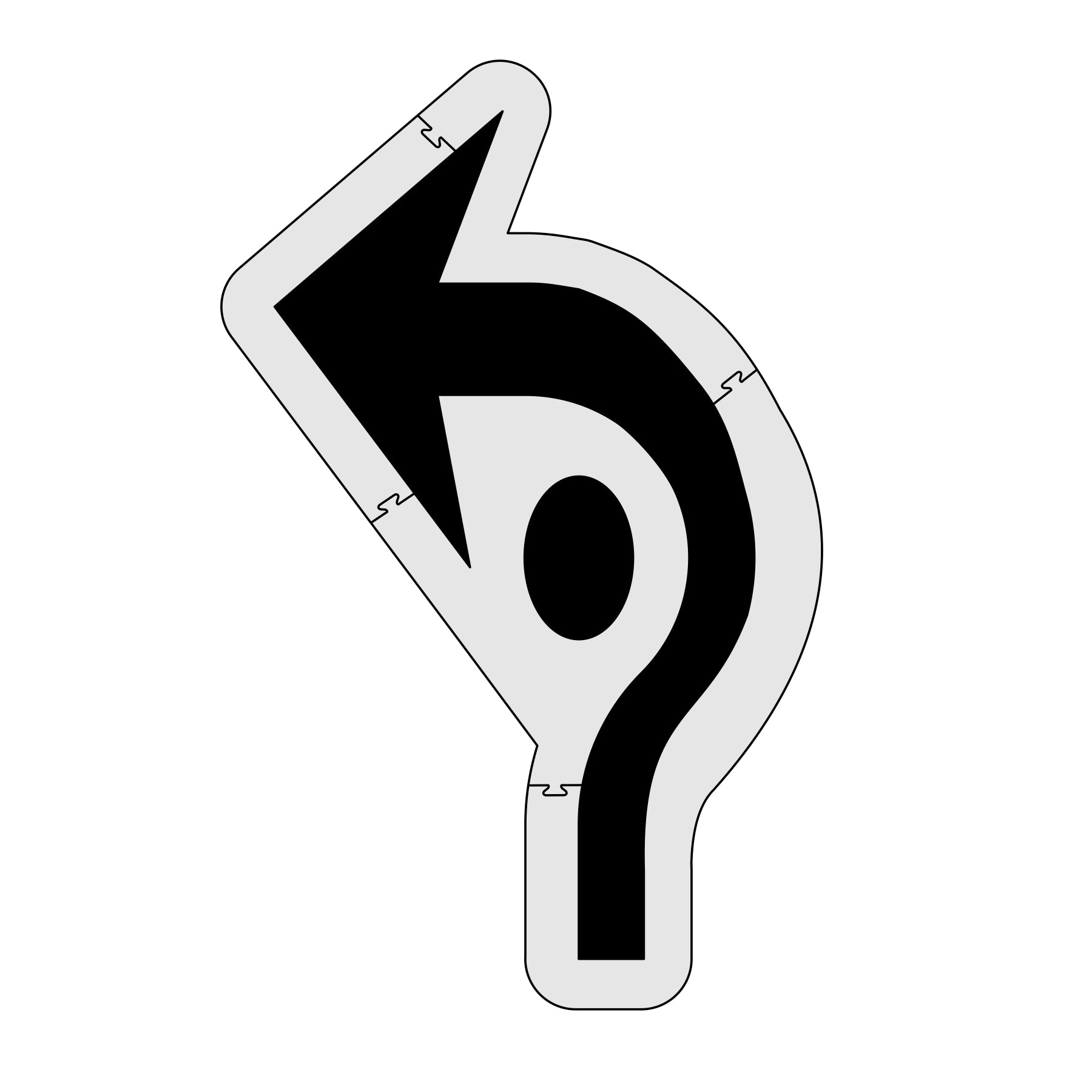 156" California DOT Roundabout Left Arrow Stencil - 1-800-Stencil