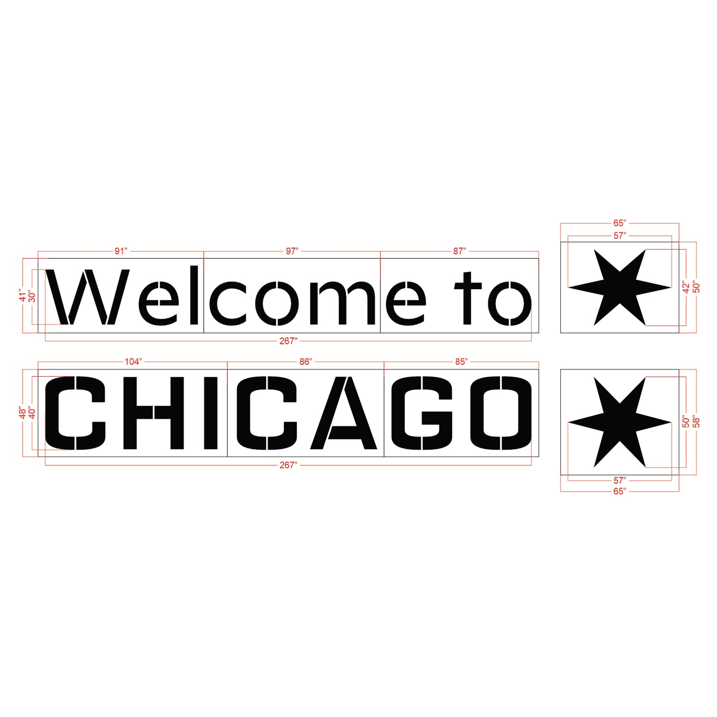 Welcome to CHICAGO with stars Stencil set
