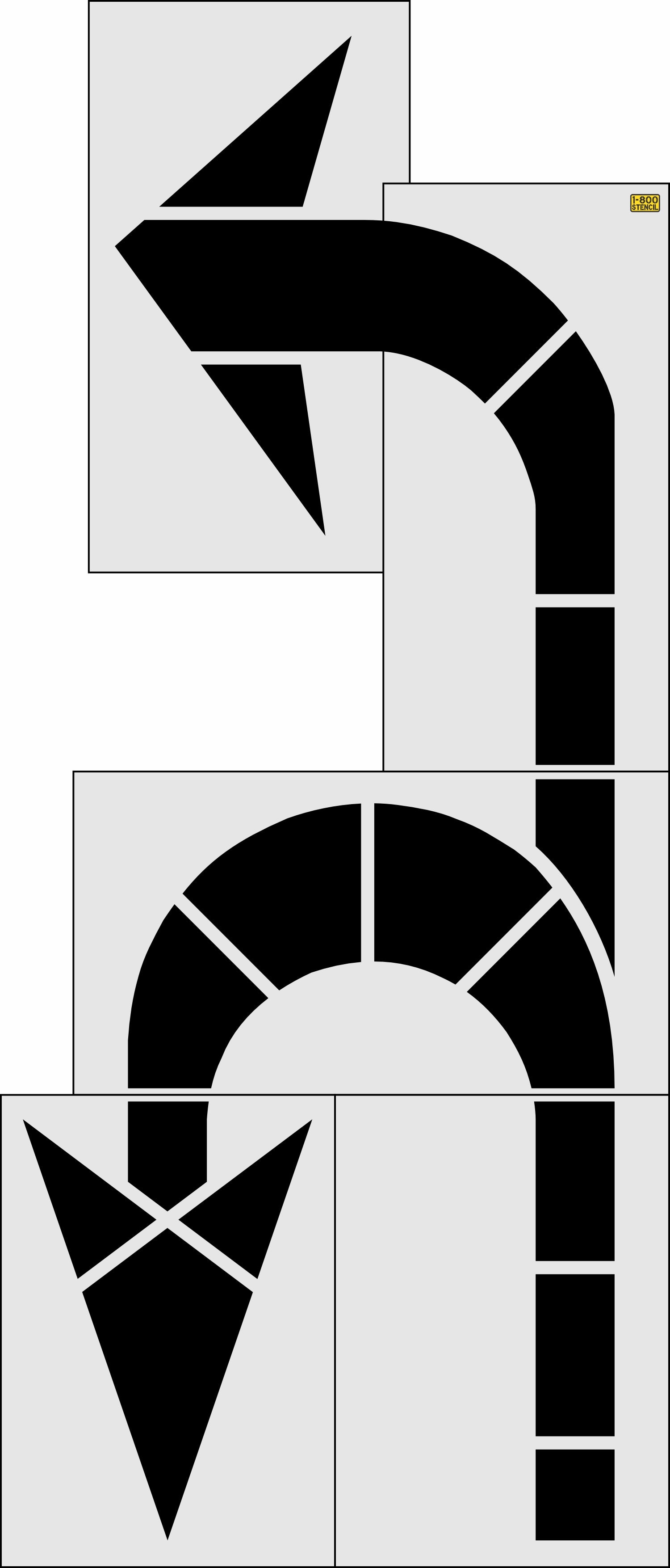 228" Houston DOT Left and U-Turn Arrow Stencil - 1-800-Stencil