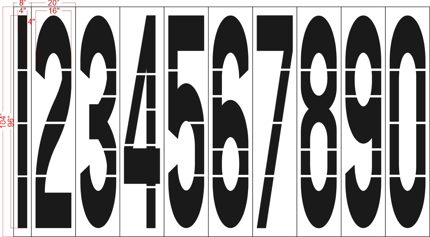96" Dallas DOT Number Kit Stencil