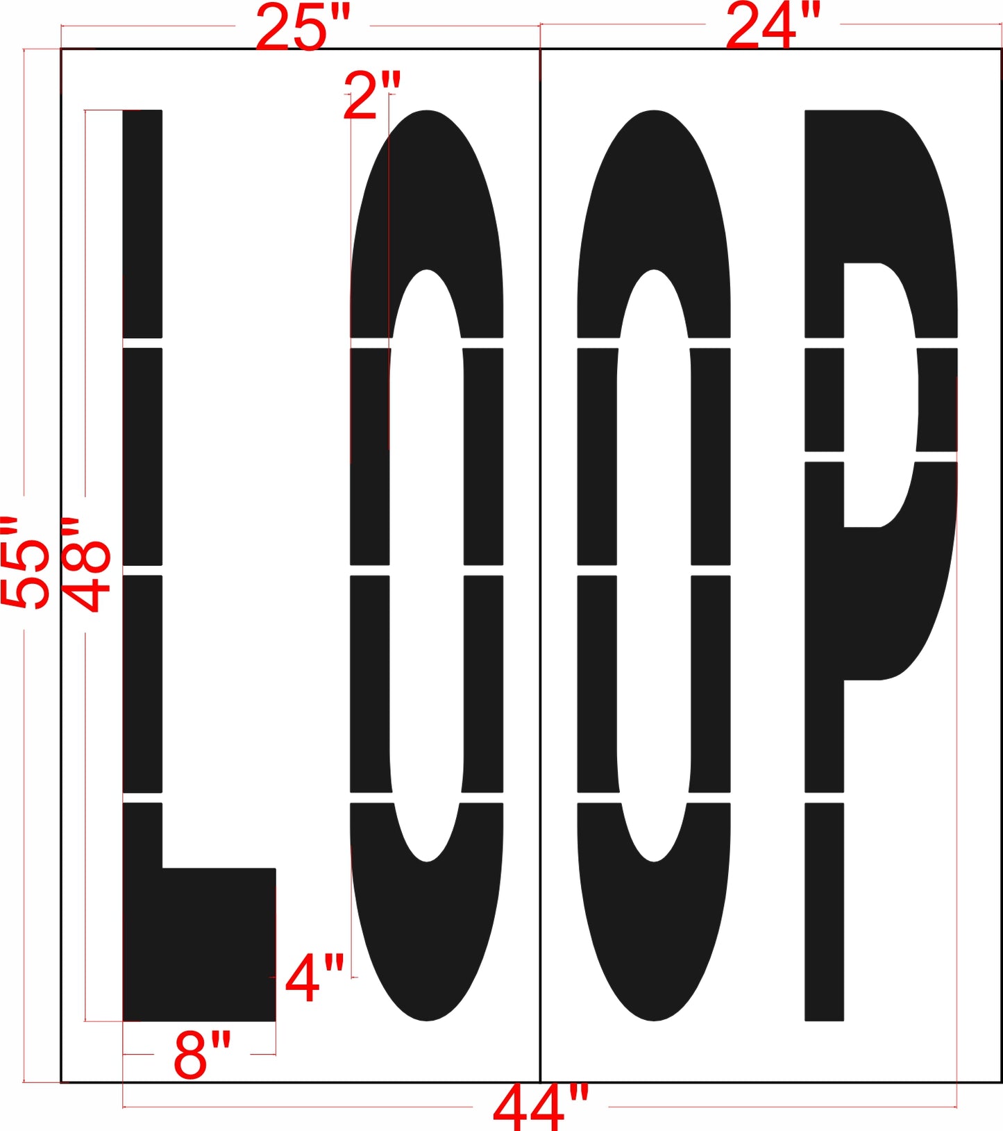 48" Dallas DOT LOOP Stencil