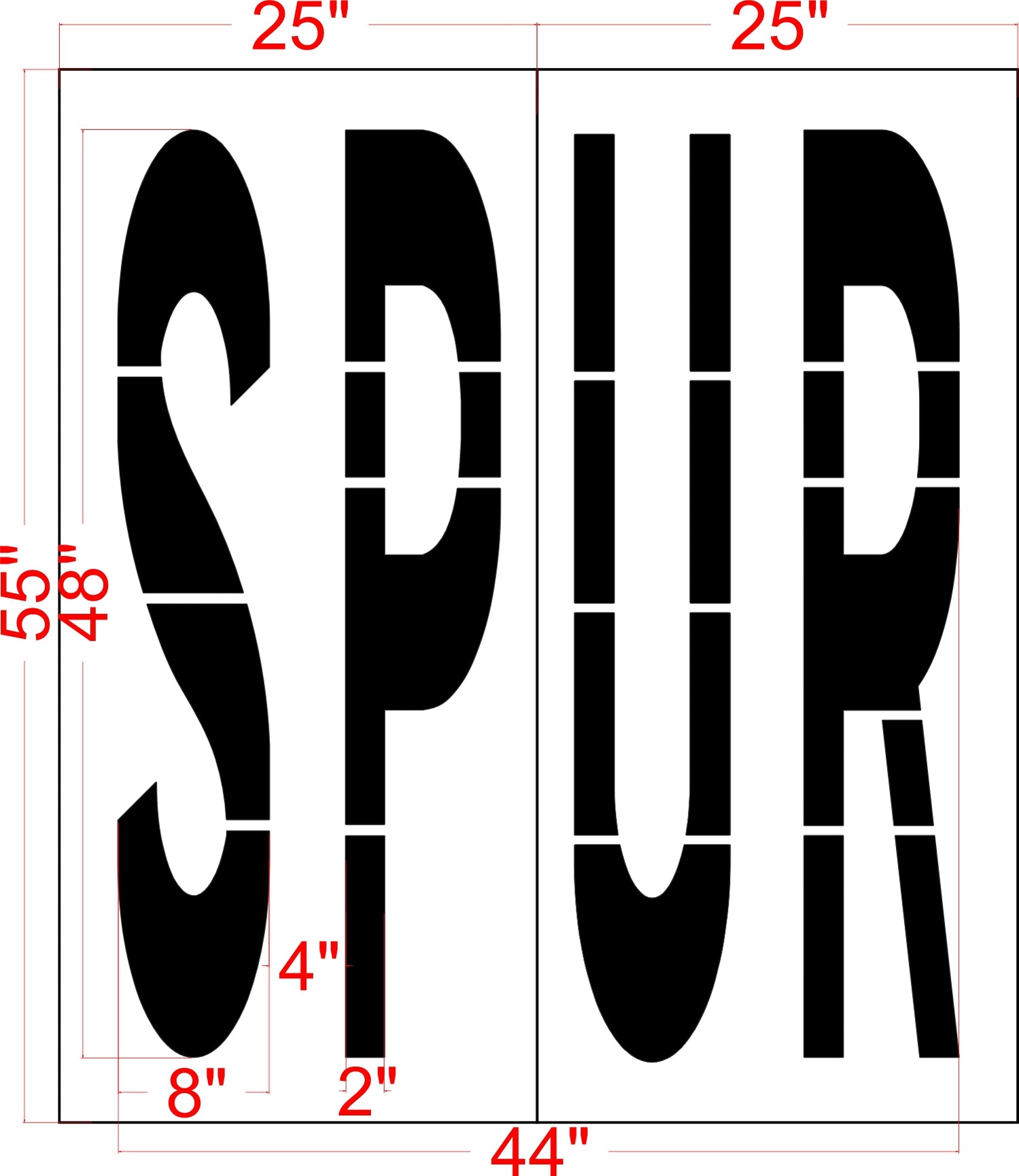 48" Dallas DOT SPUR Stencil - 1-800-Stencil